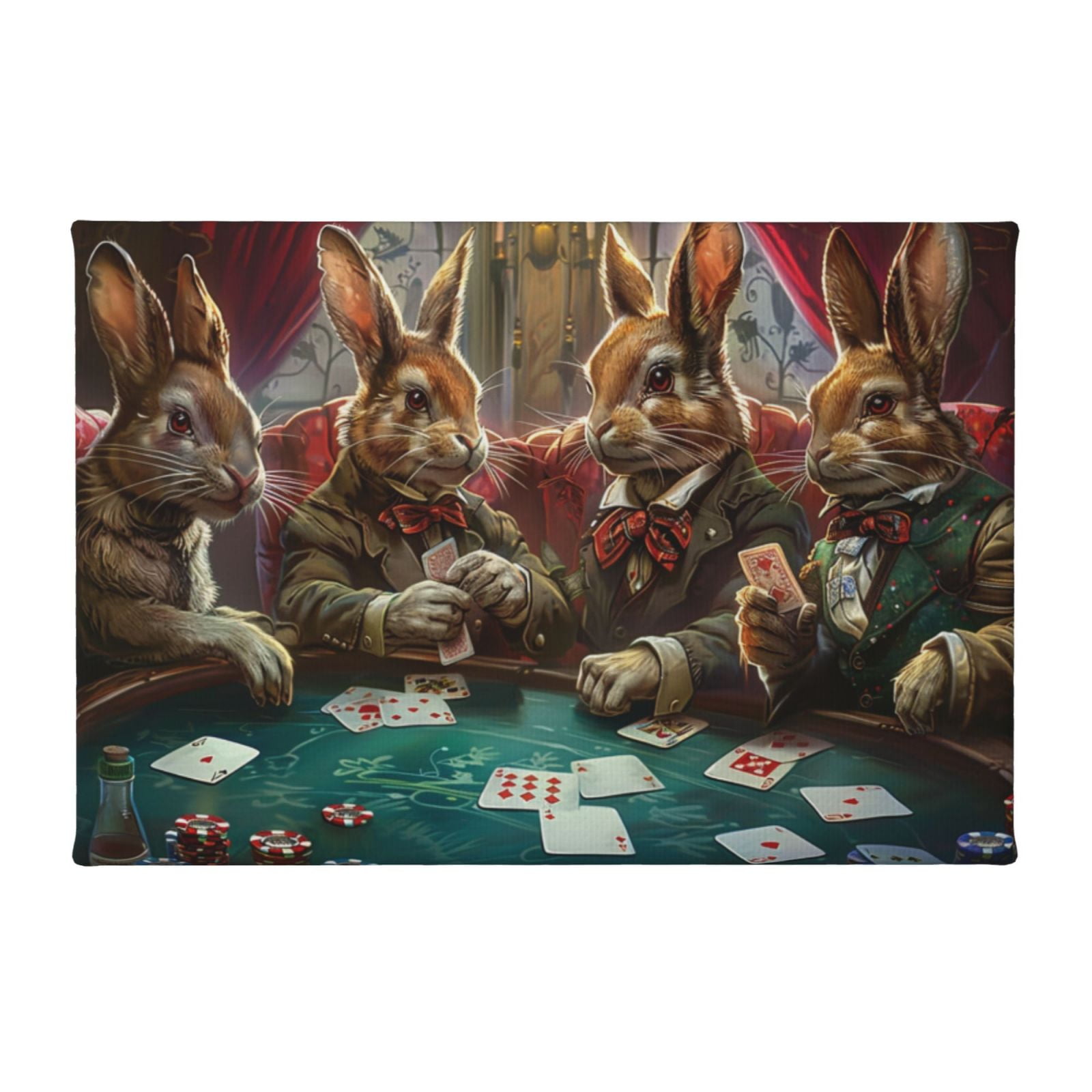 8x12 inch Poker Room Decor Rabbit Playing Poker Canvas Poster,Home ...