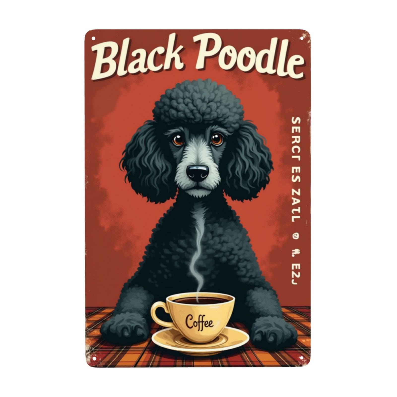 8x12 inch Retro Metal Tin Sign Coffee Company Black Poodle Sign For ...
