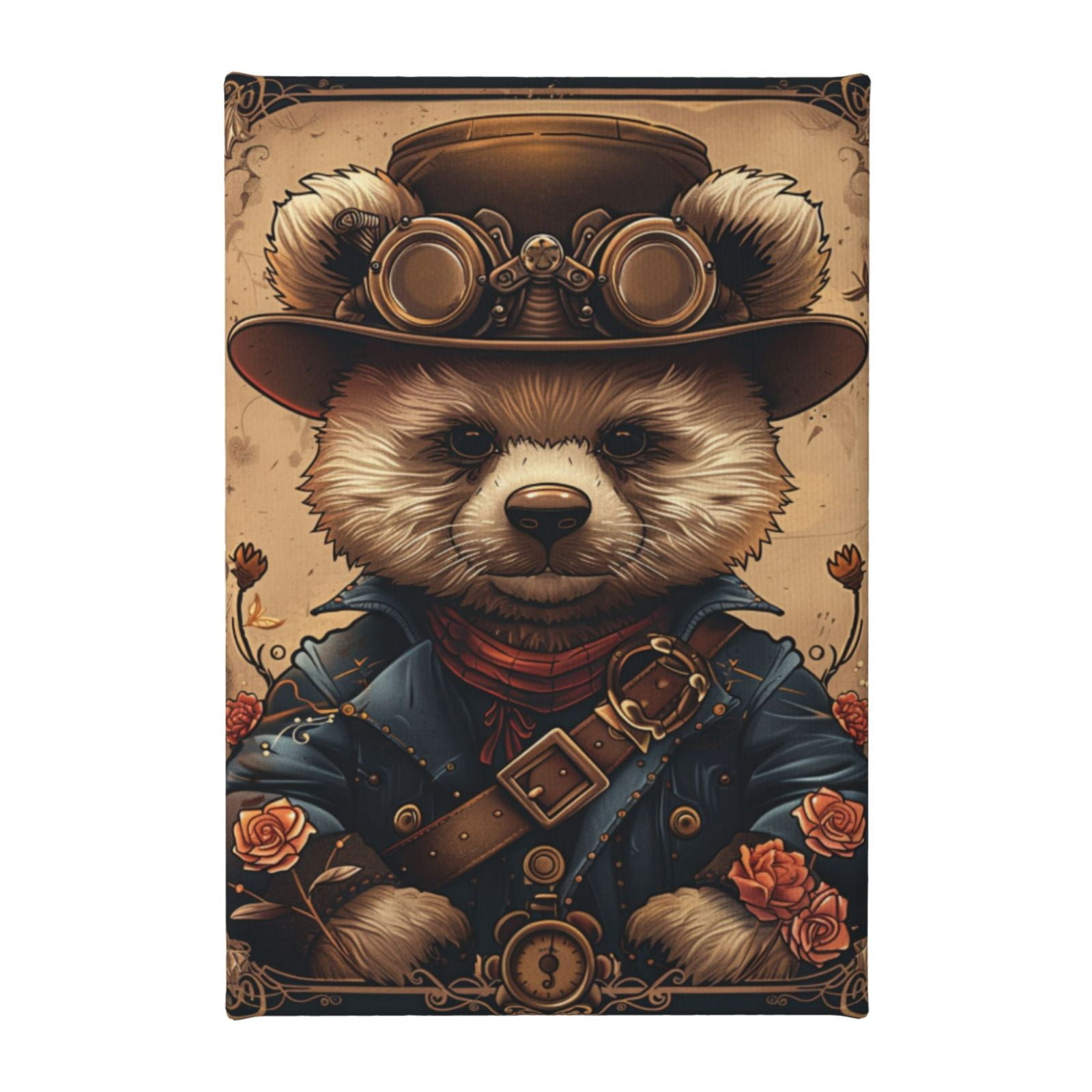 8x12 inch Rose & Punk Bear Canvas Frameless Picture,Apartment Bedroom ...
