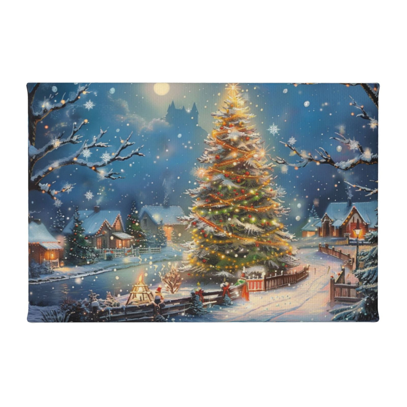 8x12 inch Rural Christmas Tree Frameless Canvas Painting,Rustic Villa ...