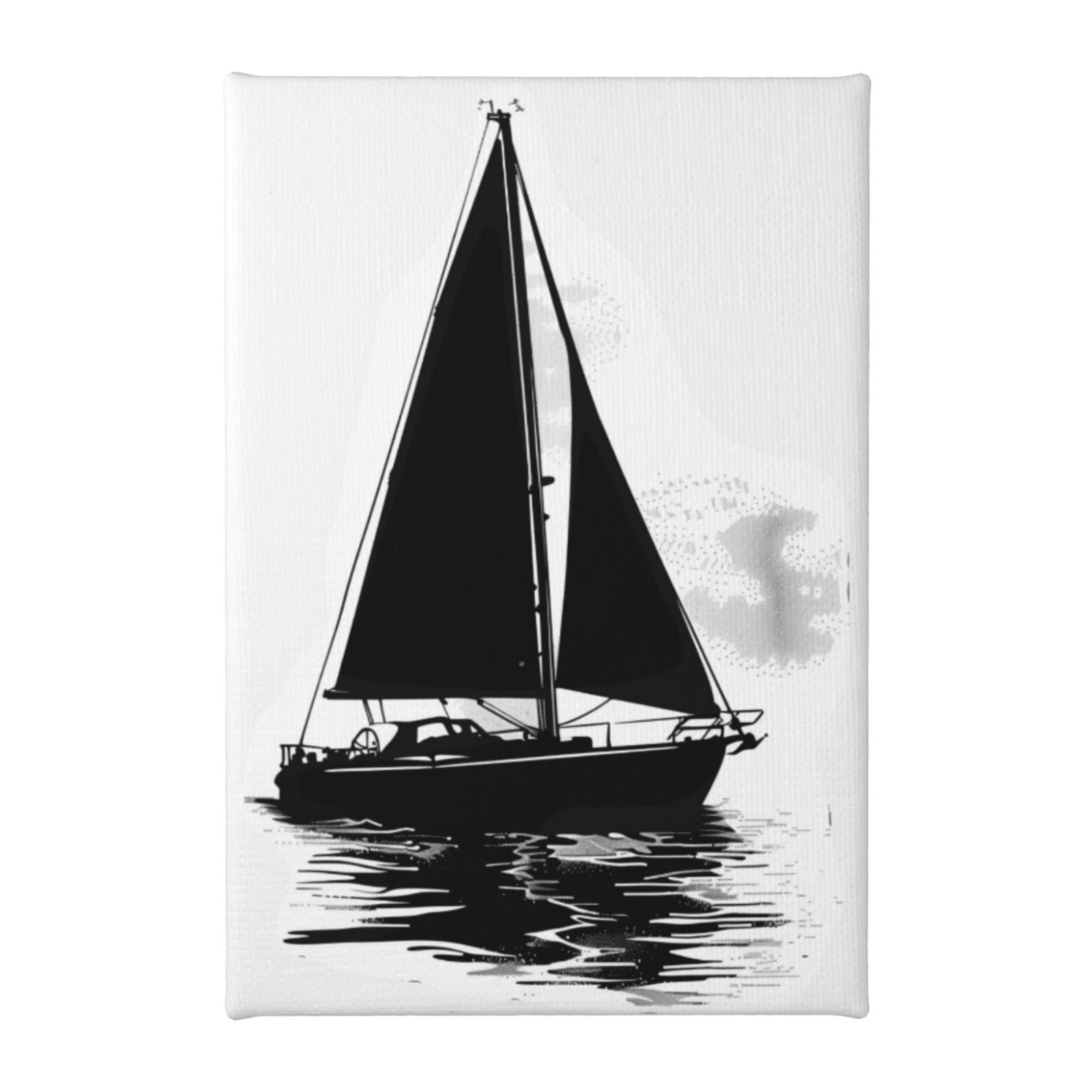 8x12 Inch Sailboat Black White Canvas Painting Indoor Home Living Room