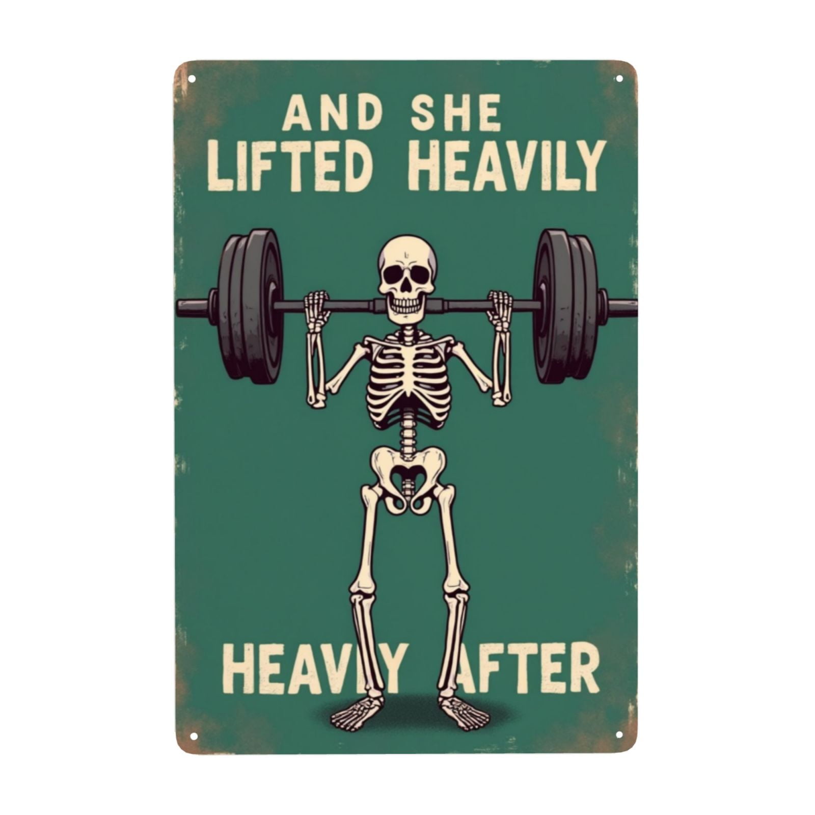 8x12 inch Skeleton Vintage And She Lifted Heavily Ever After Metal Tin ...