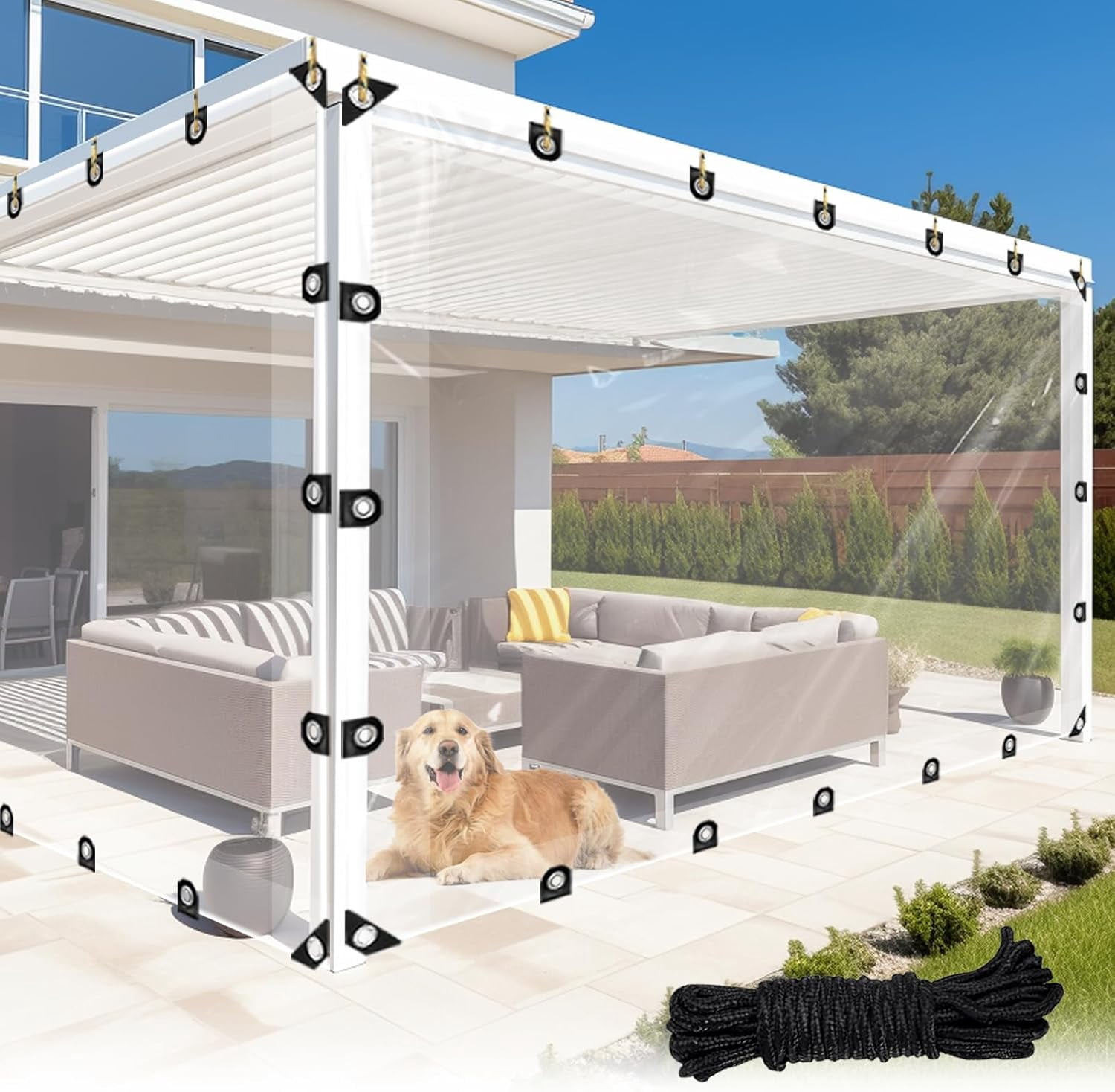 8x12ft Clear Tarp with Grommets, Upgraded Edge Heat Fused Resistant ...