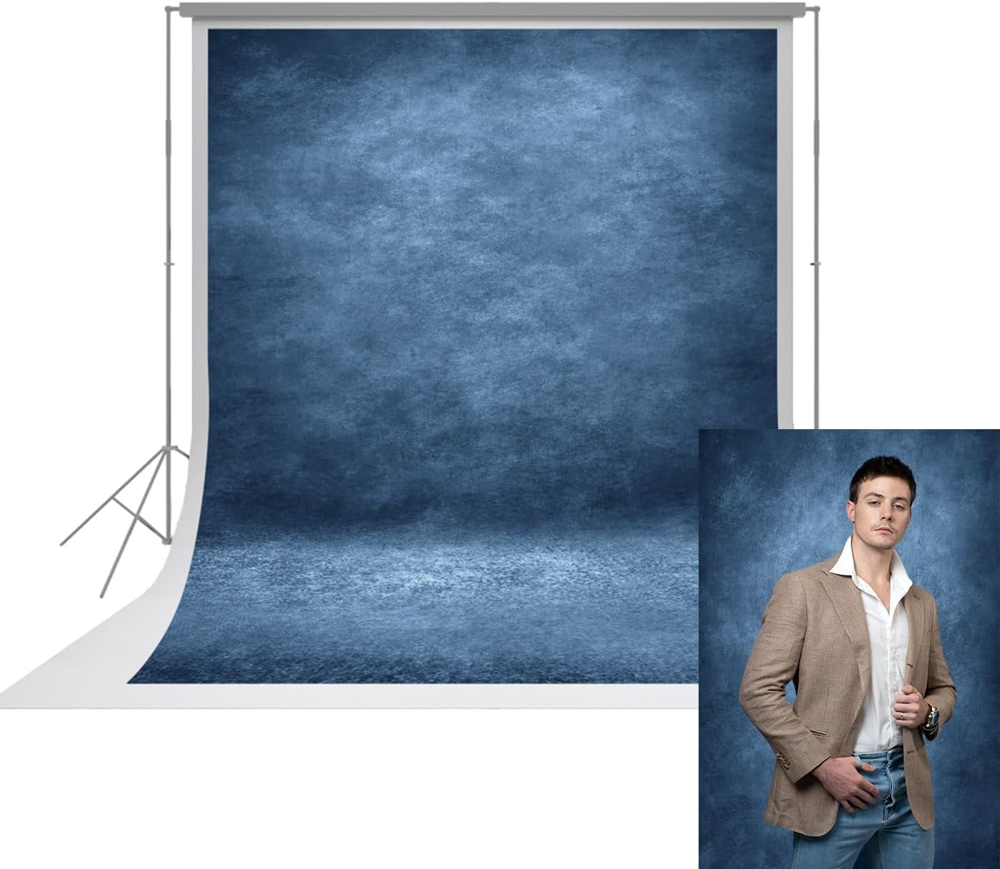 8x12ft Dark Blue Senior Portrait Backdrop Professional Abstract ...