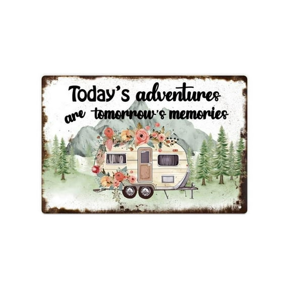 8x12inch Camping Themed Metal Sign, 1 Count Vintage Tin Plaque, Wall ...