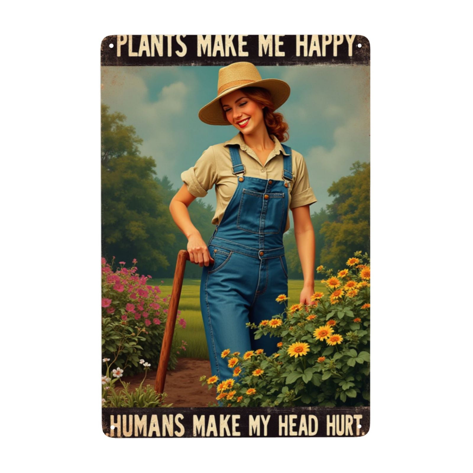 8x12inch Gardening Metal Tin Sign Plant Lady Vintage Tin Sign Plants ...