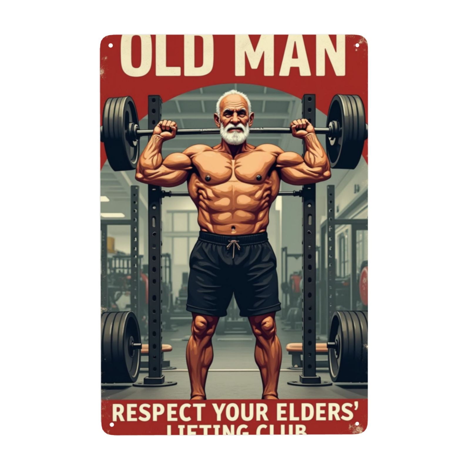 8x12inch Gym Posters Old Man Gym Metal Tin Sign Weightlifting Signs ...