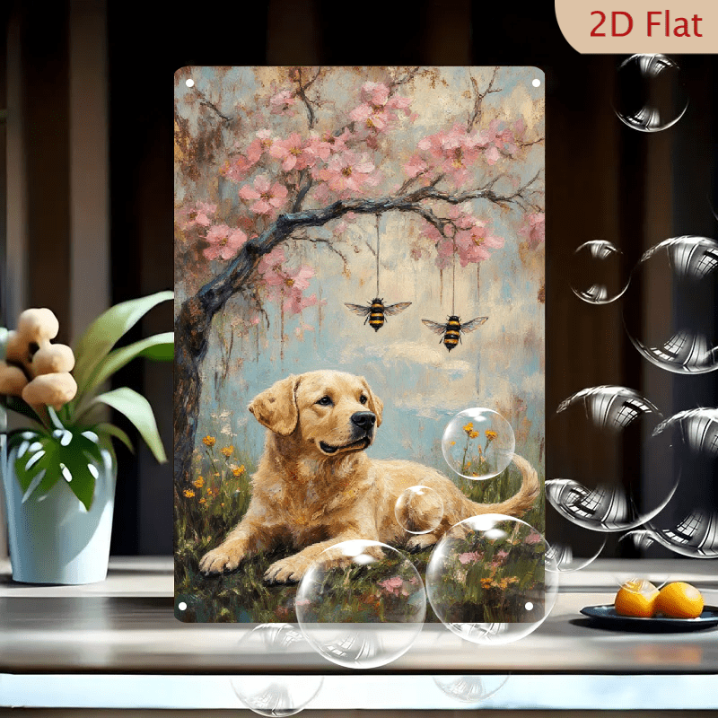 8x12inches Golden Retriever Puppy Impressionist Wall Art Metal Print ...