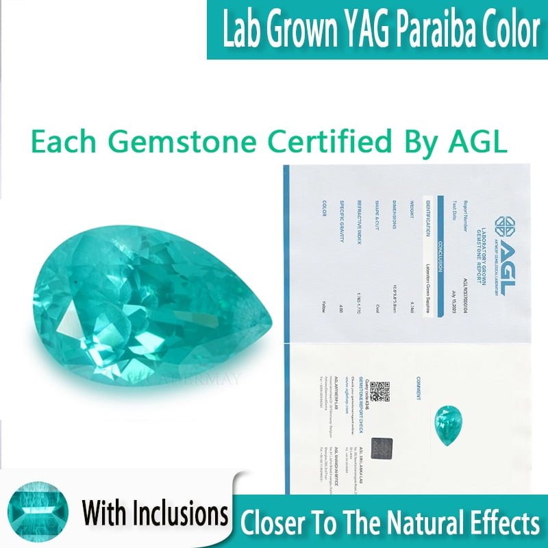 8x12mm 1pcs Pear Cut Paraiba Color Lab Grown Yttrium Aluminum Garnet ...