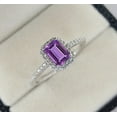 8x12mm Emerald Cut Purple Amethyst Halo Engagement Ring, Fine ...