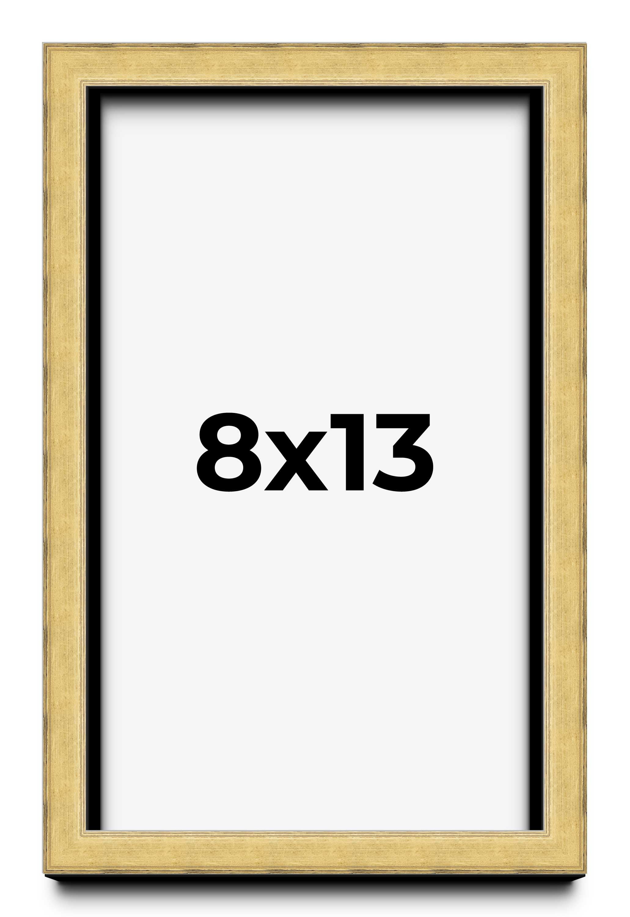 8x13 Shadow Box Frame Gold | 1.375 Inches Deep Real Wood Contemporary ...