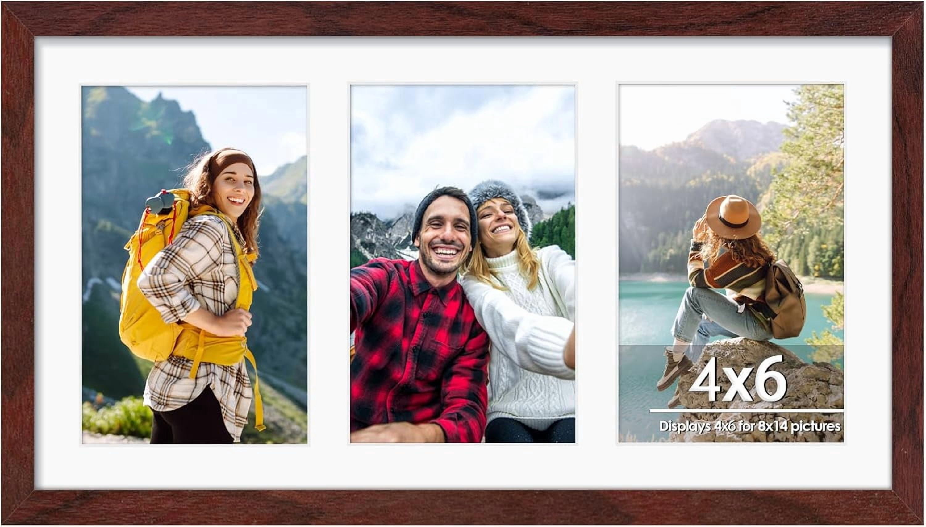 8x14 Collage Frame For 3 4x6 Photos White Redwood,8x14（4x6 opening ...