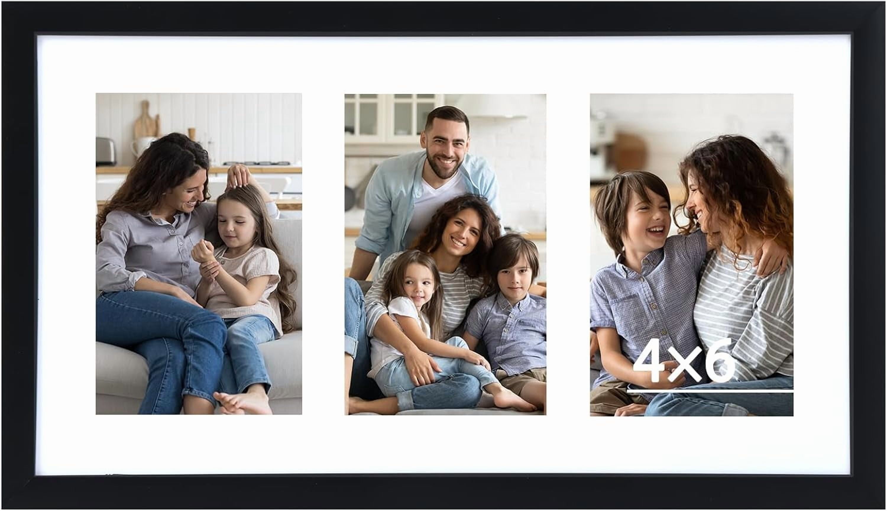 8x14 Collage Picture Frame with Three Openings for Displaying 4x6 ...