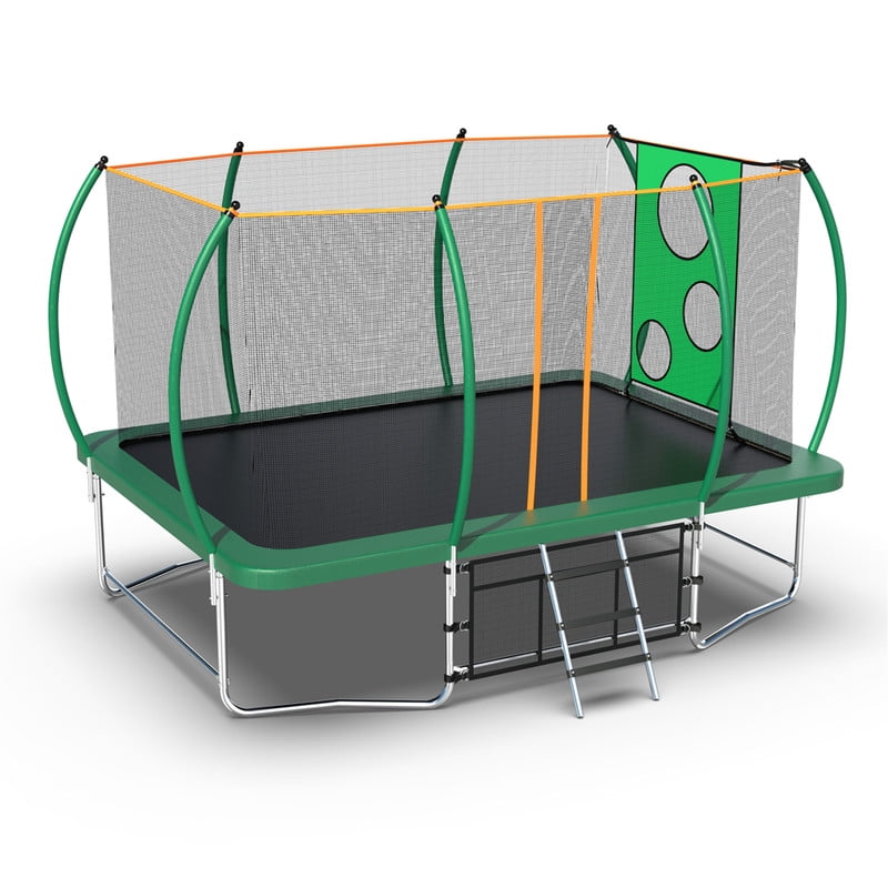 8x14 FT Rectangle Trampoline with Football Bag and Enclosure Net ...