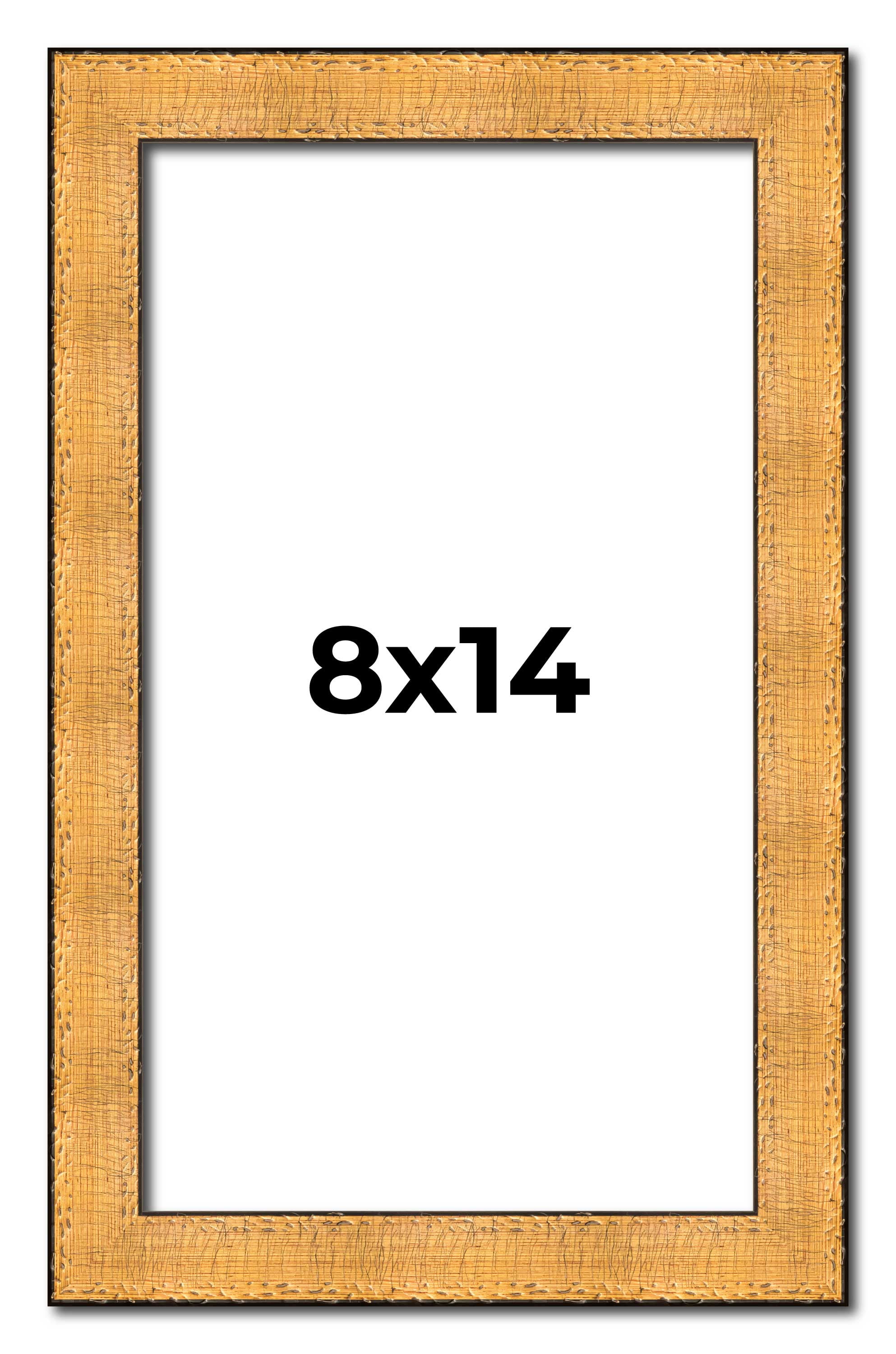 8x14 Frame Gold Rustic Solid Wood Picture Frame | 1.25 Inch Wide ...