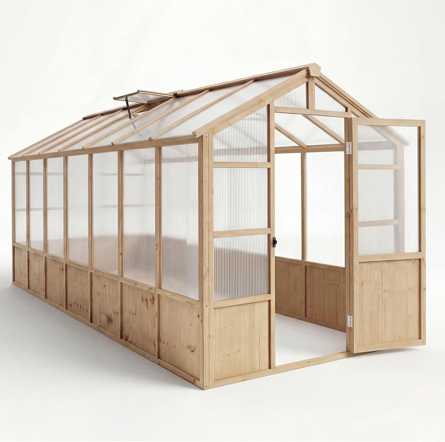 8x14 ft Wooden Greenhouse for Outdoor, Walk-in Greenhouse Kit with ...