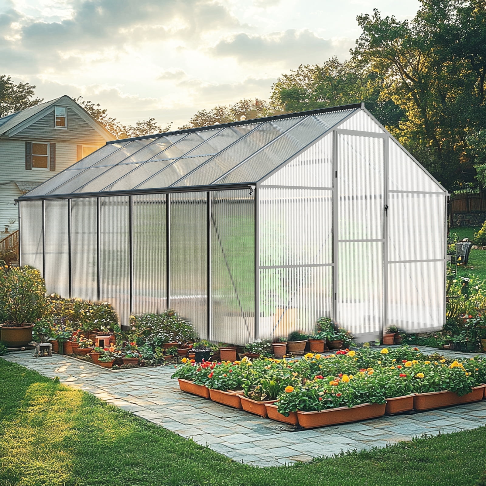 8x14FT Greenhouse for Outdoor, Greenhouse Kit with UV-Resistant PC ...