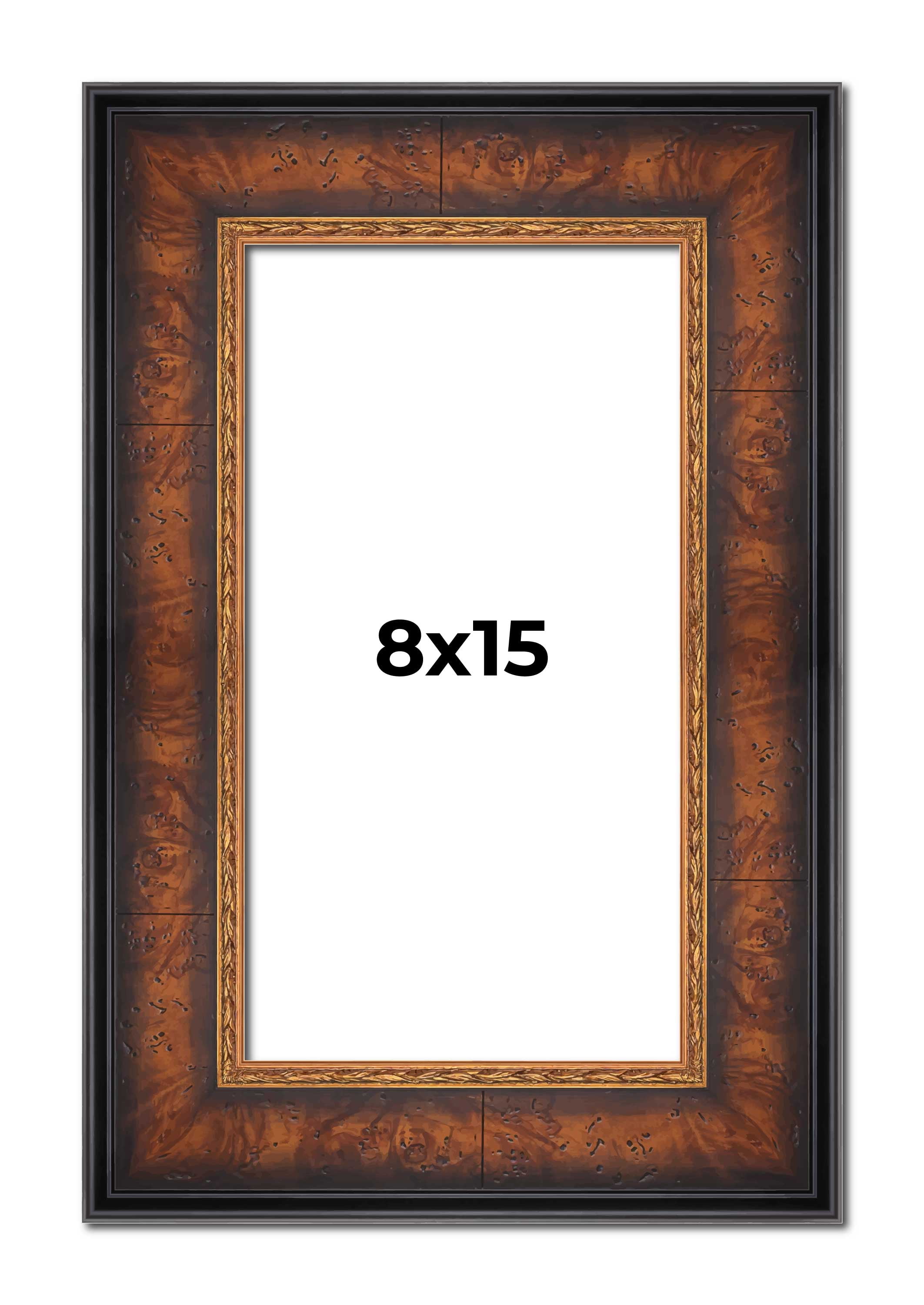 8x15 Frame Brown Walnut Gold Ornate Trim Solid Wood Plein Air Picture ...