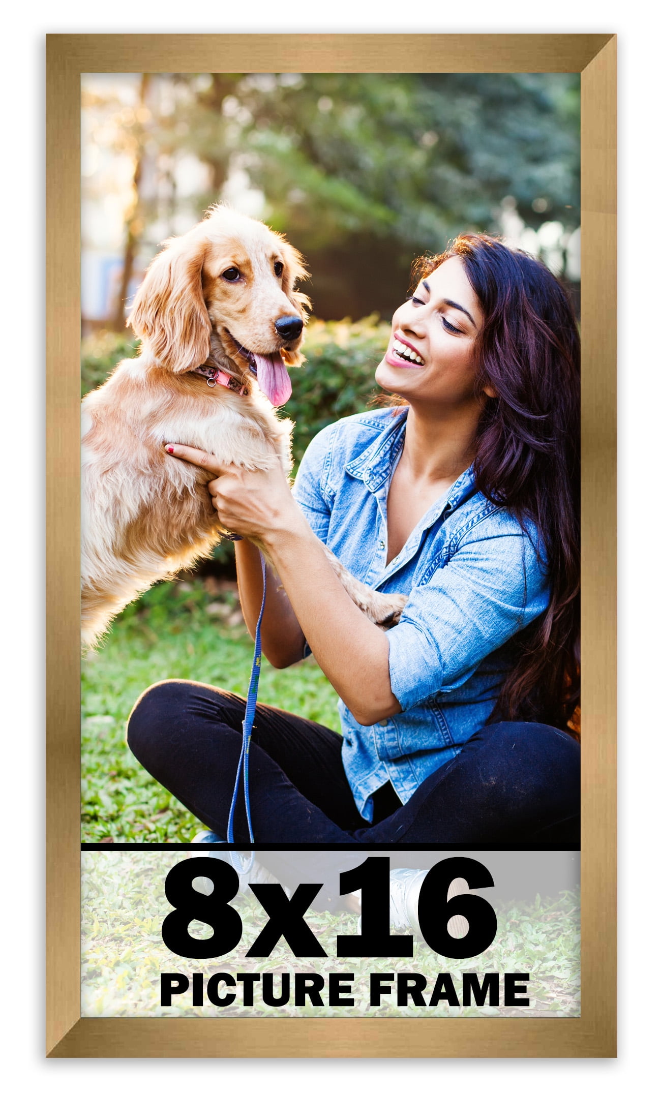 8x16 Frame Gold Bronze Modern Solid Wood Picture Frame | 0.75 Inch ...