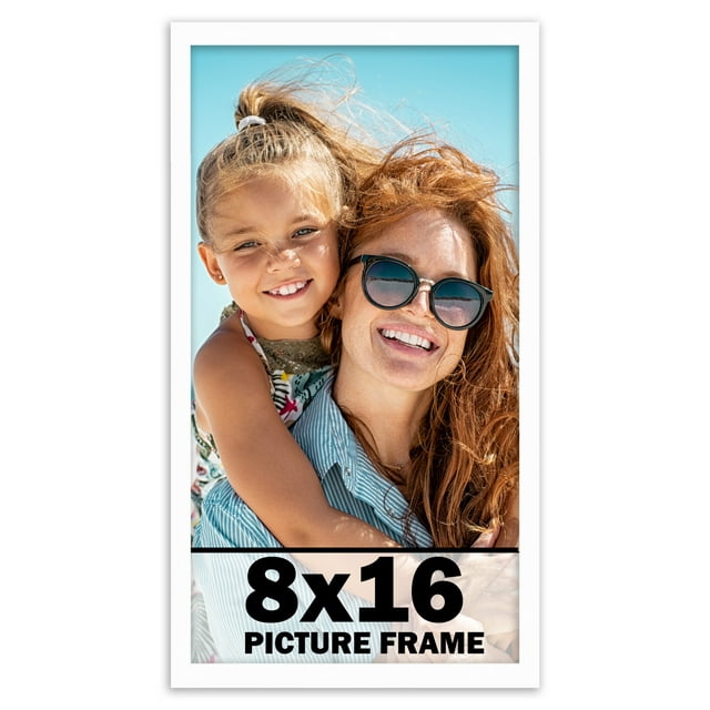 8x16 Frame White Solid Wood Picture Frame Includes UV Acrylic Shatter ...