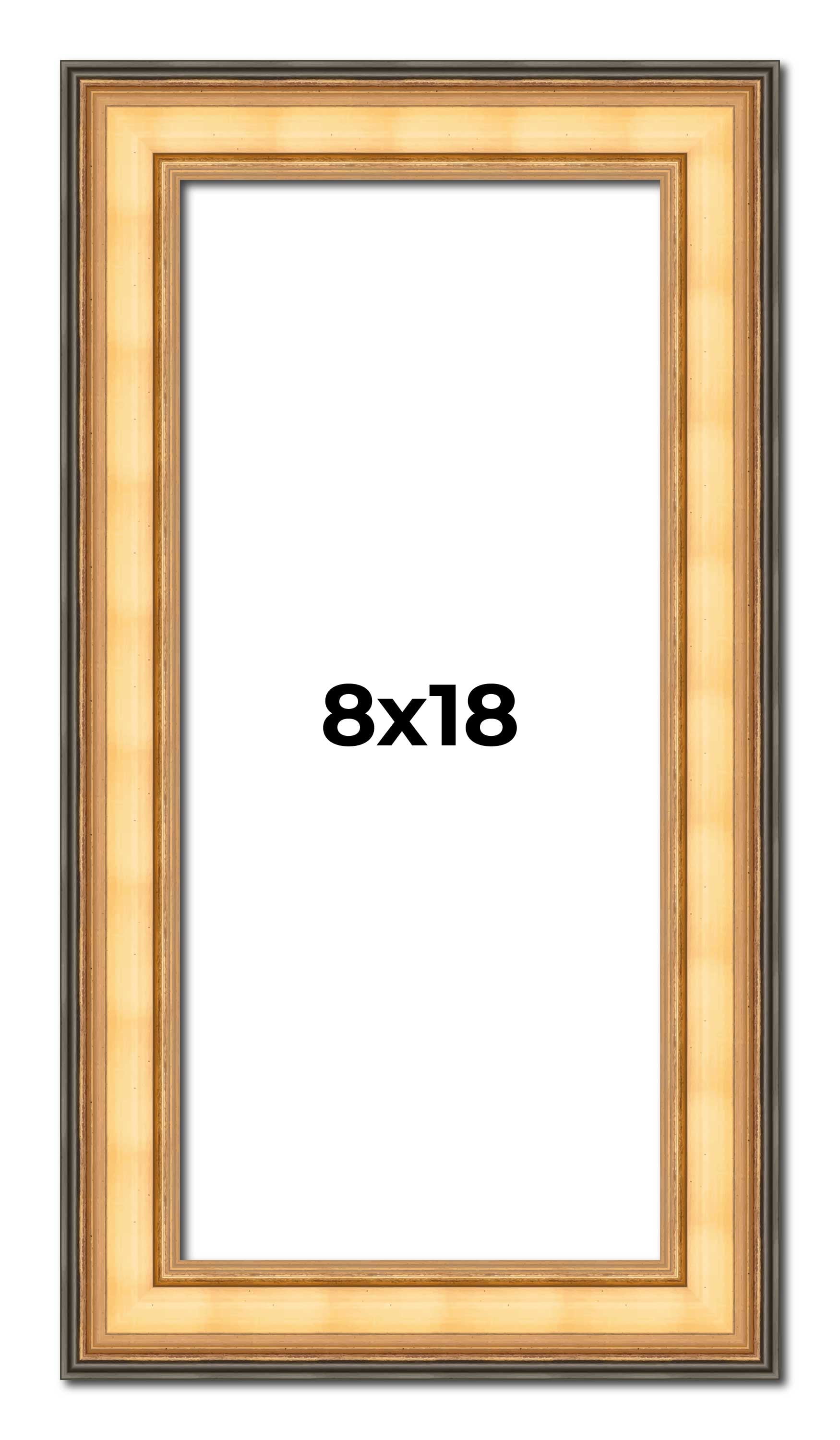 8x18 Frame Gold Plein Aire Solid Wood Picture Frame Width 2 Inches ...
