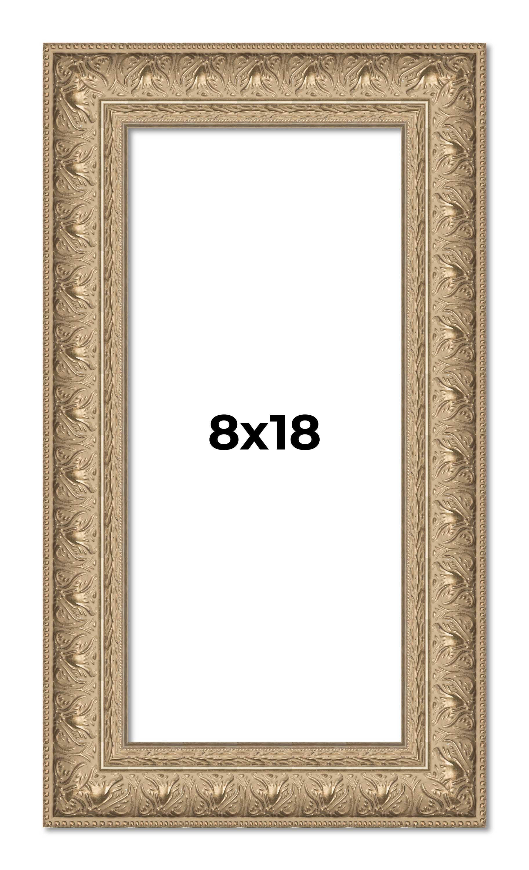 8x18 Frame Ornate Silver Beaded Solid Wood Picture Frame Width 2.5 ...