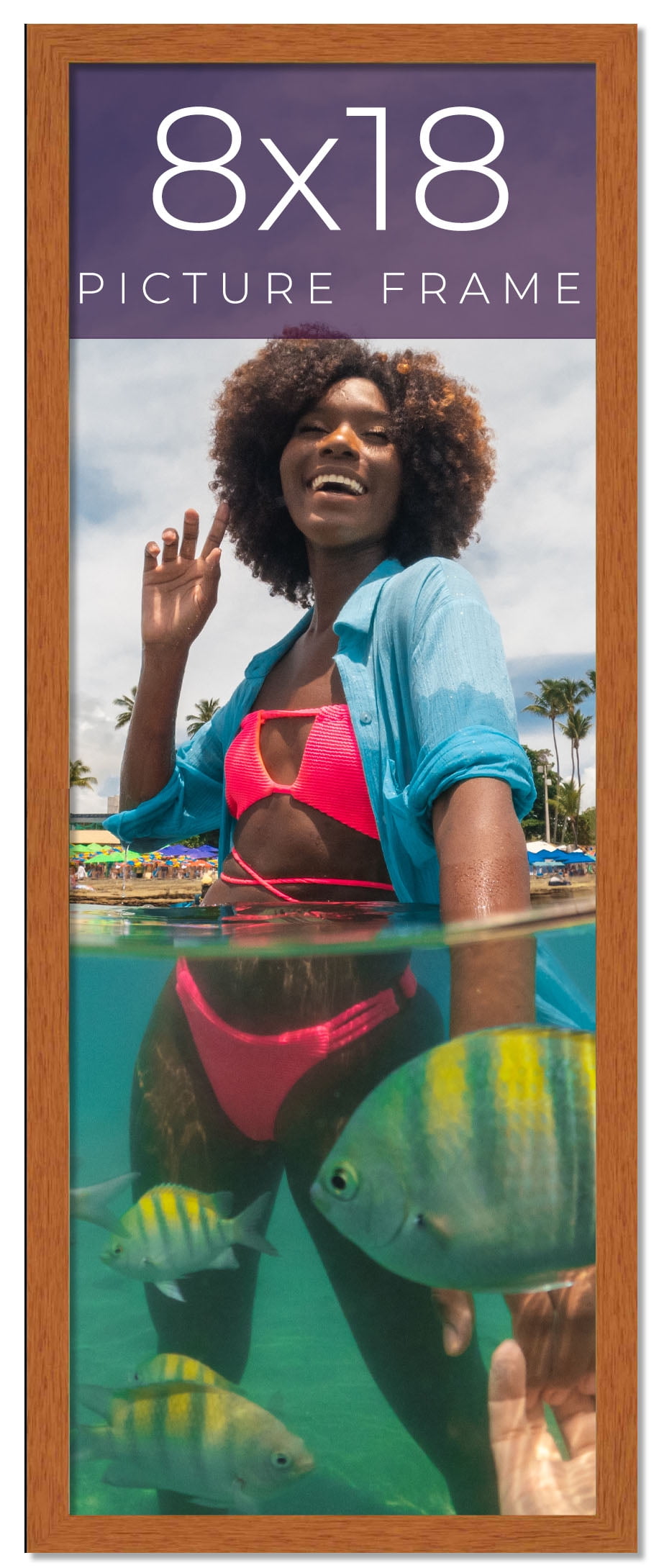 8x18 Honey Brown Real Wood Picture Frame Width 0.75 inches | Interior ...