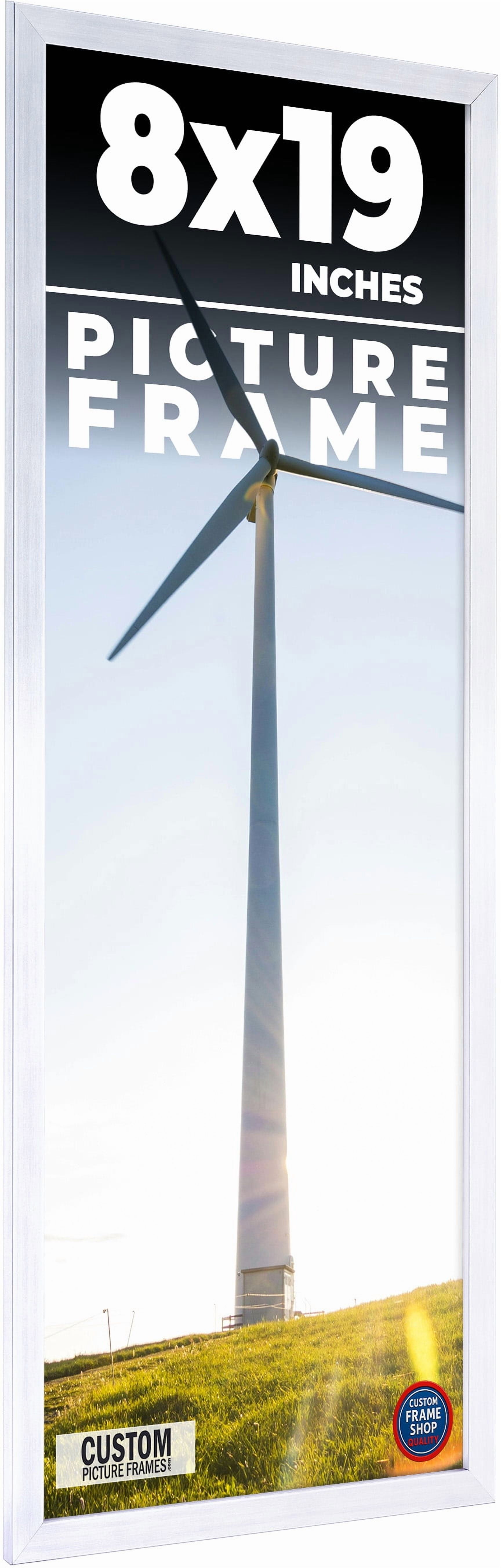 8x19 Frame Silver Stainless Steel Solid Wood Picture Frame | 0.75 Inch ...