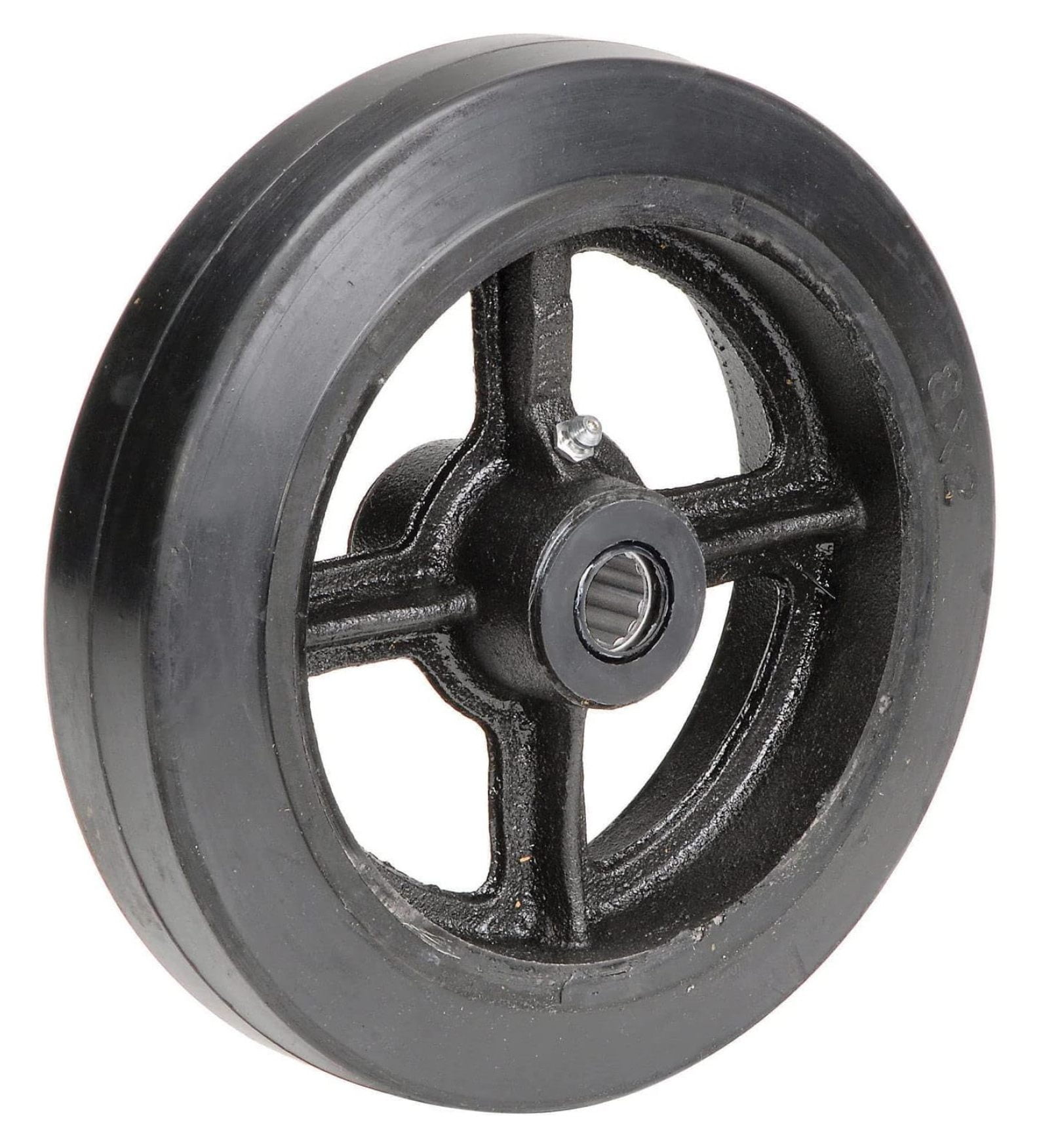 8x2 inch Mold-On Rubber Wheel with 3/4" Axle - 1 Pack - Replacement Wheel for Carts, Trailers ...
