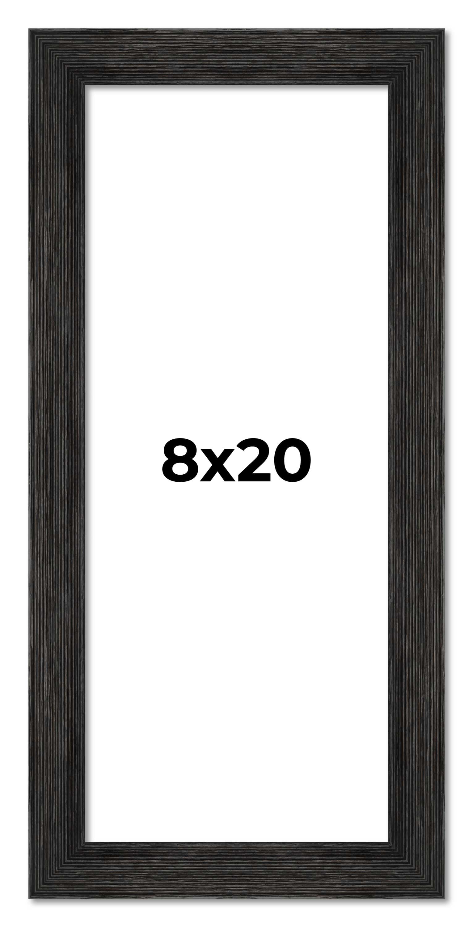 8x20 Black Rustic Wide Barnwood Picture Frame - UV Acrylic, Foam Board ...