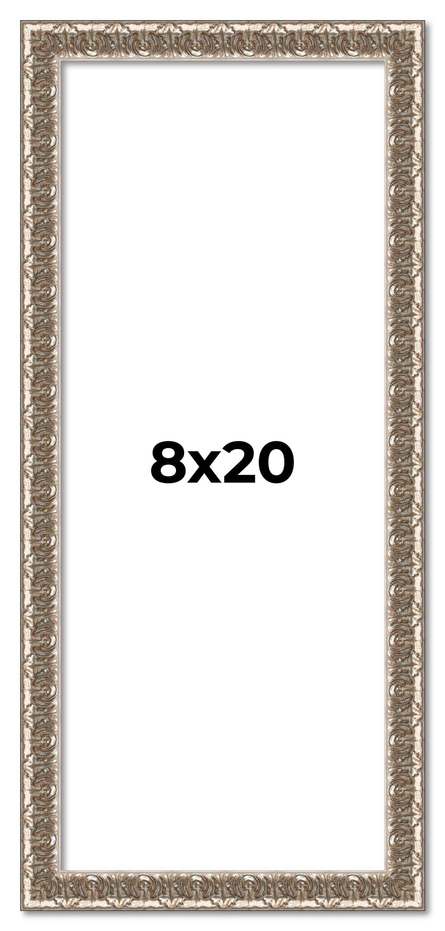 8x20 Frame Silver Versailles Ornate Solid Wood Picture Frame | 1 Inch ...