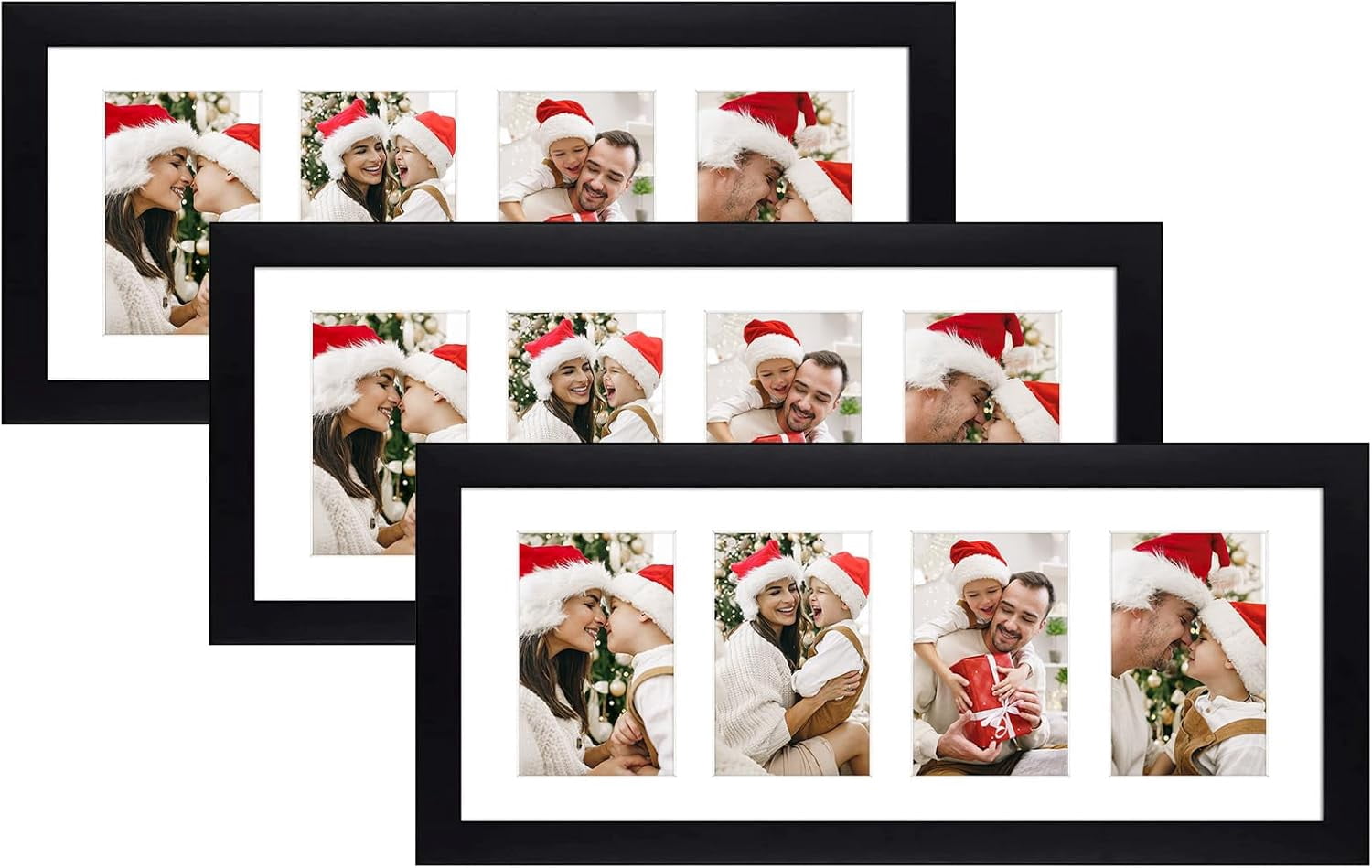 , 8x20 Picture Frame, Black, Collage Frame Display Four 4x6 Photos ...