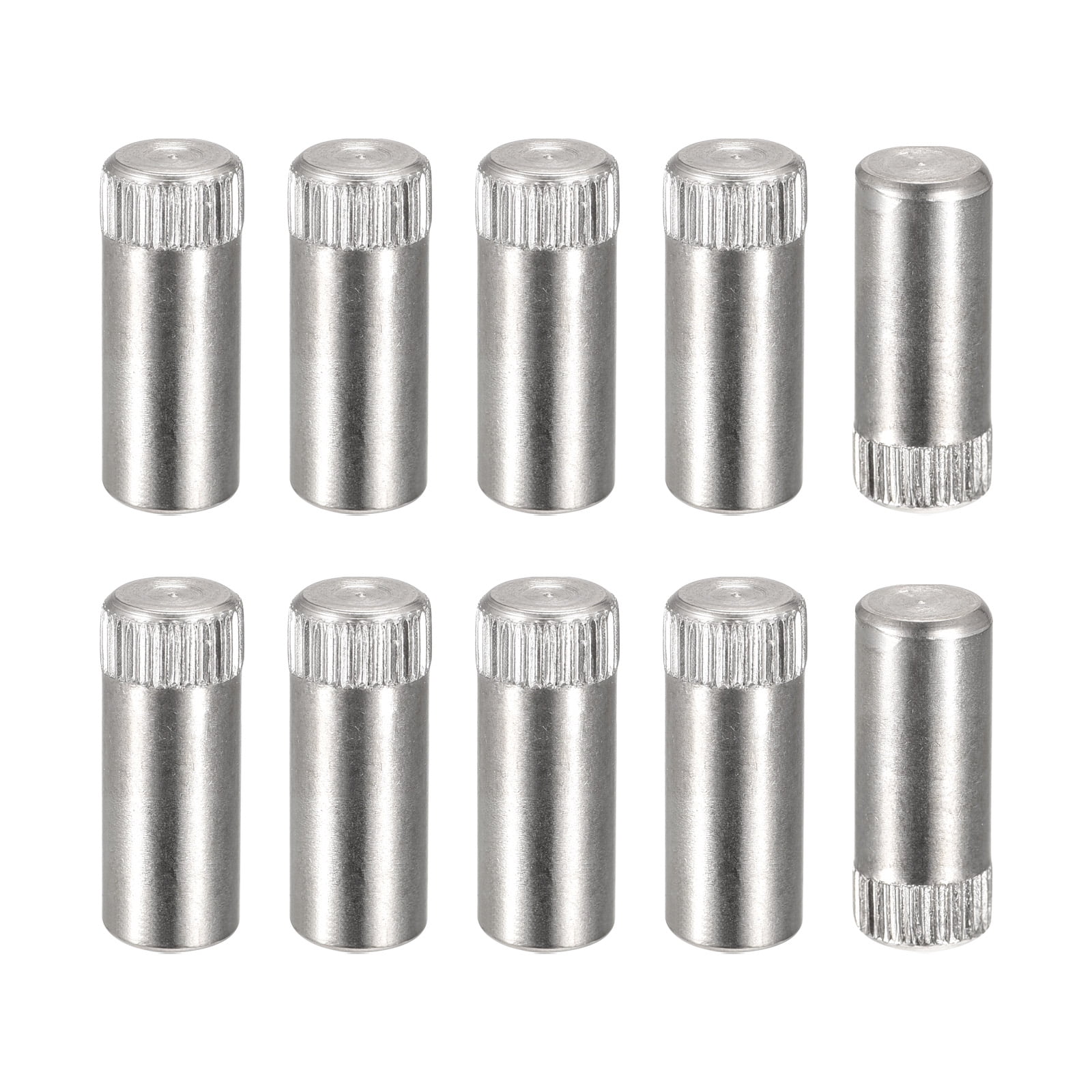 8x20mm 304 Stainless Steel Dowel Pins, 10 Pack Knurled Head Flat End ...