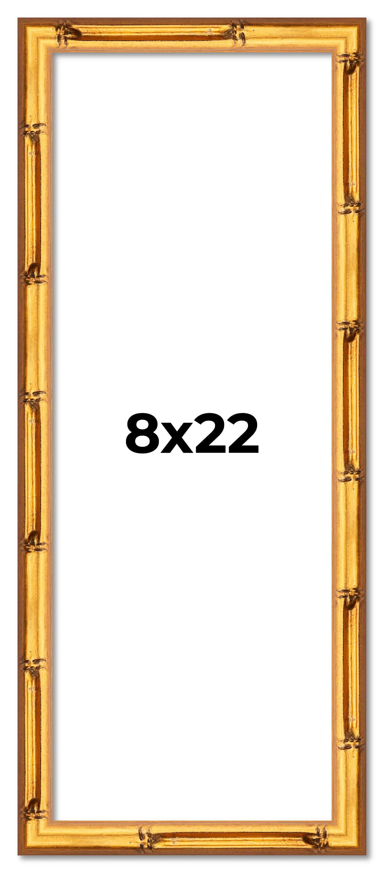 8x22 Frame Gold Bamboo Solid Wood Picture Frame | 1 Inch Moulding Width ...