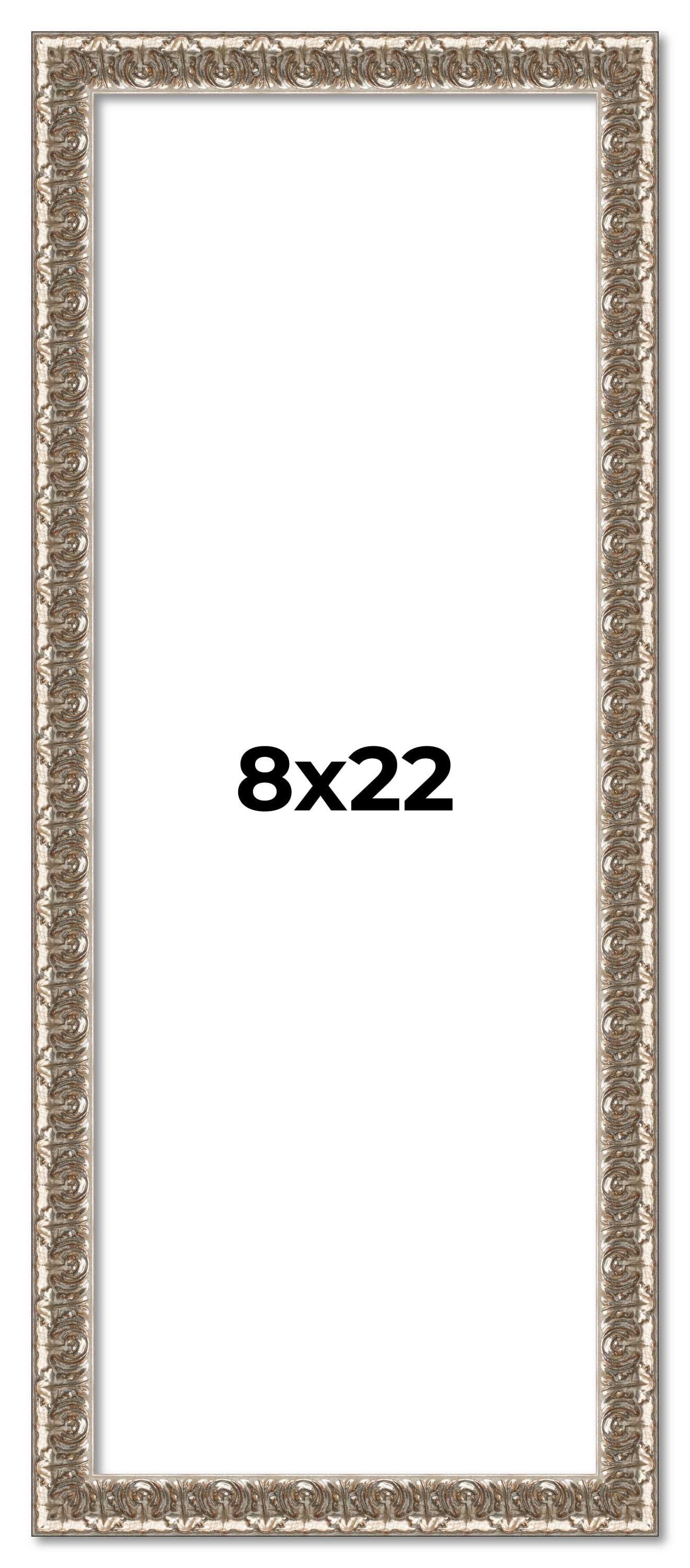 8x22 Frame Silver Versailles Ornate Solid Wood Picture Frame | 1 Inch ...