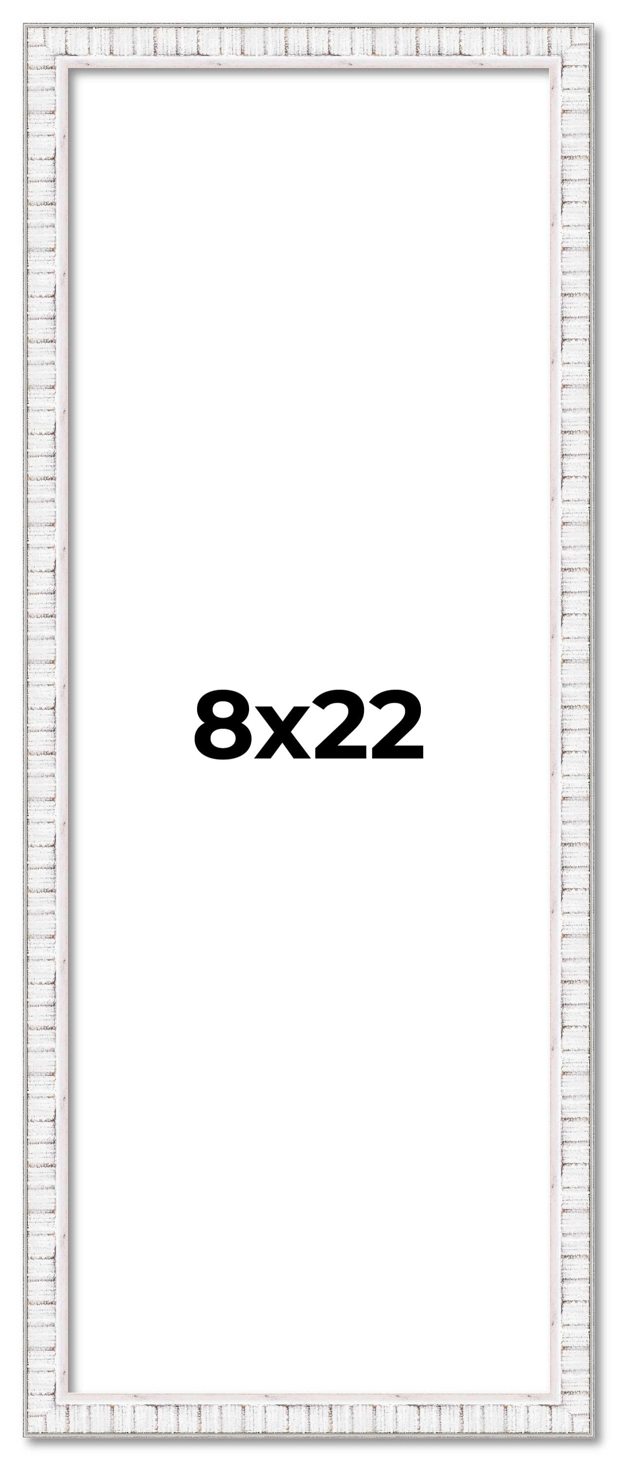 8x22 Frame White Scuffed Rustic Solid Wood Picture Frame | 0.75 Inch ...