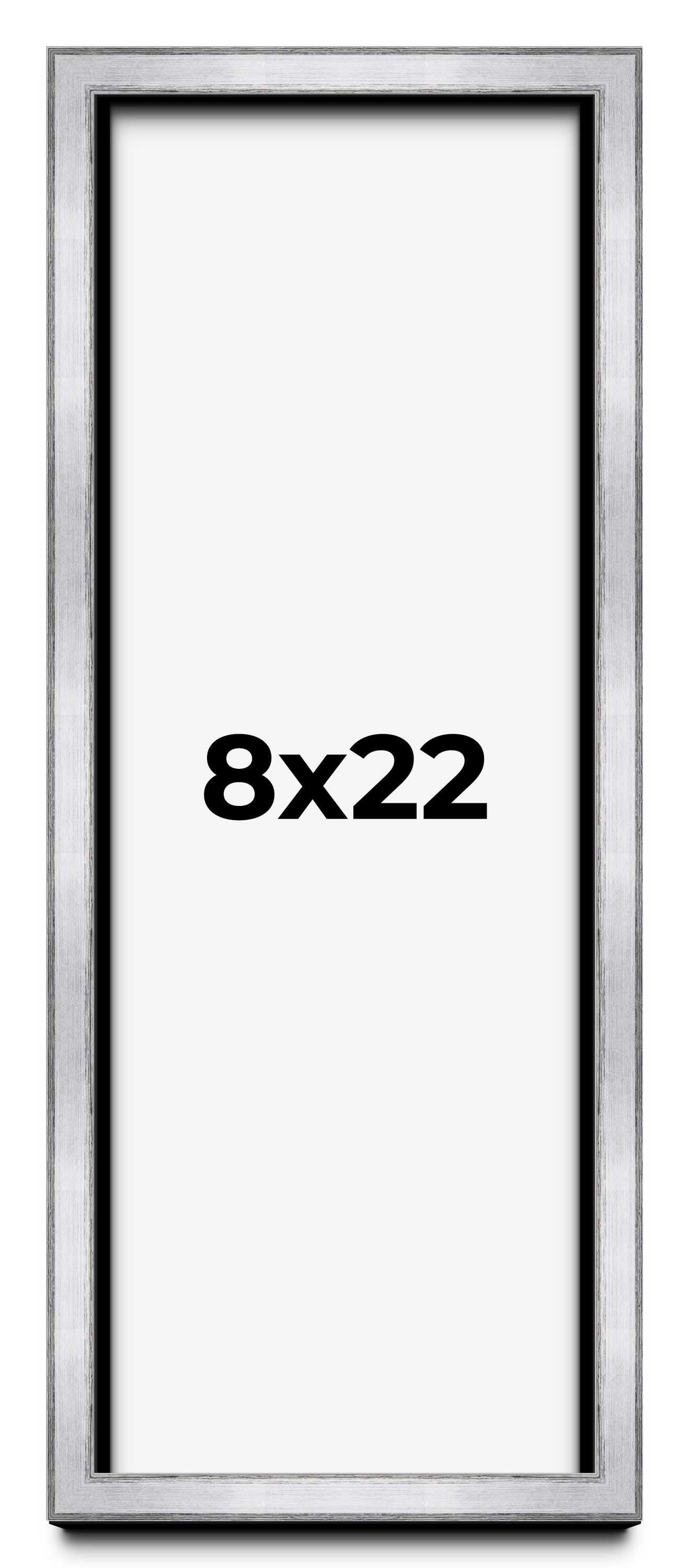 8x22 Shadow Box Frame Silver | 1.375 Inches Deep Real Wood Contemporary ...