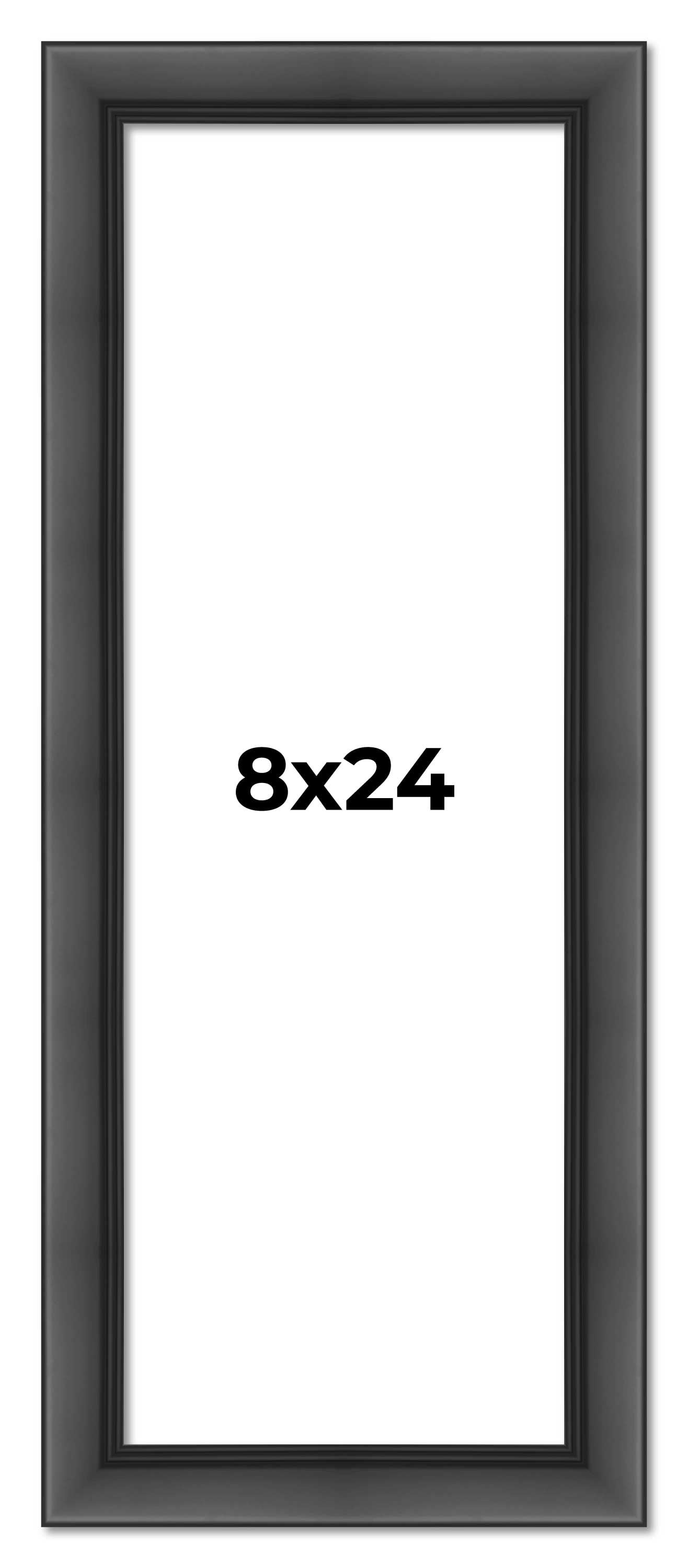 8x24 - 8 x 24 Contemporary Black Solid Wood Frame with UV Framer's ...
