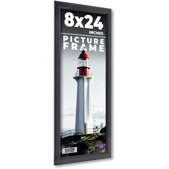 8x24 - 8 x 24 Contemporary Black Solid Wood Frame with UV Framer's ...