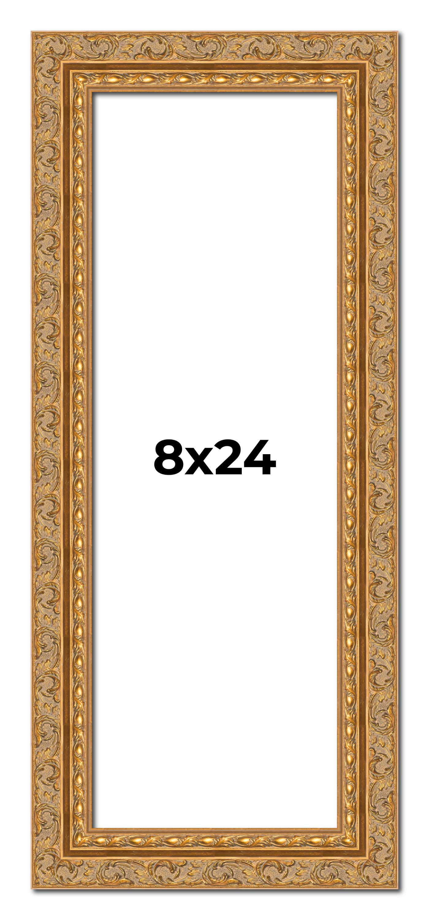 8x24 Frame Gold Ornate Solid Wood Picture Frame | 2 Inch Moulding Width ...
