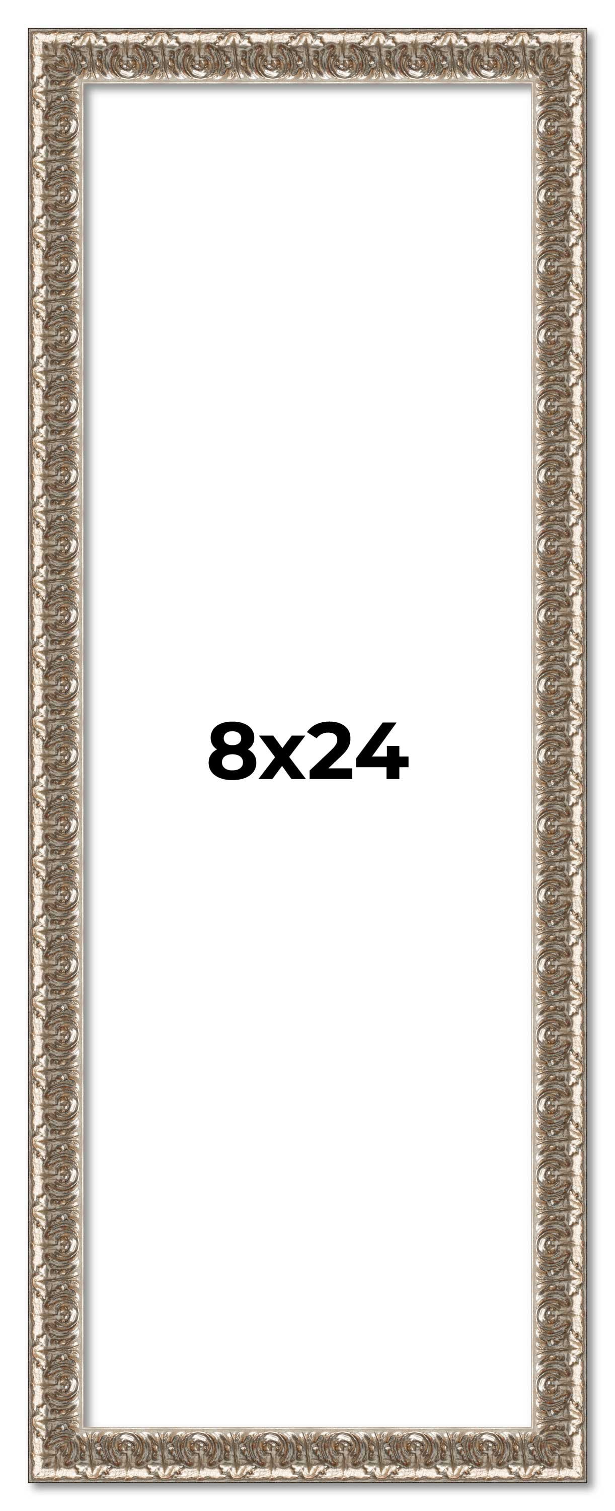 8x24 Frame Silver Versailles Ornate Solid Wood Picture Frame | 1 Inch ...