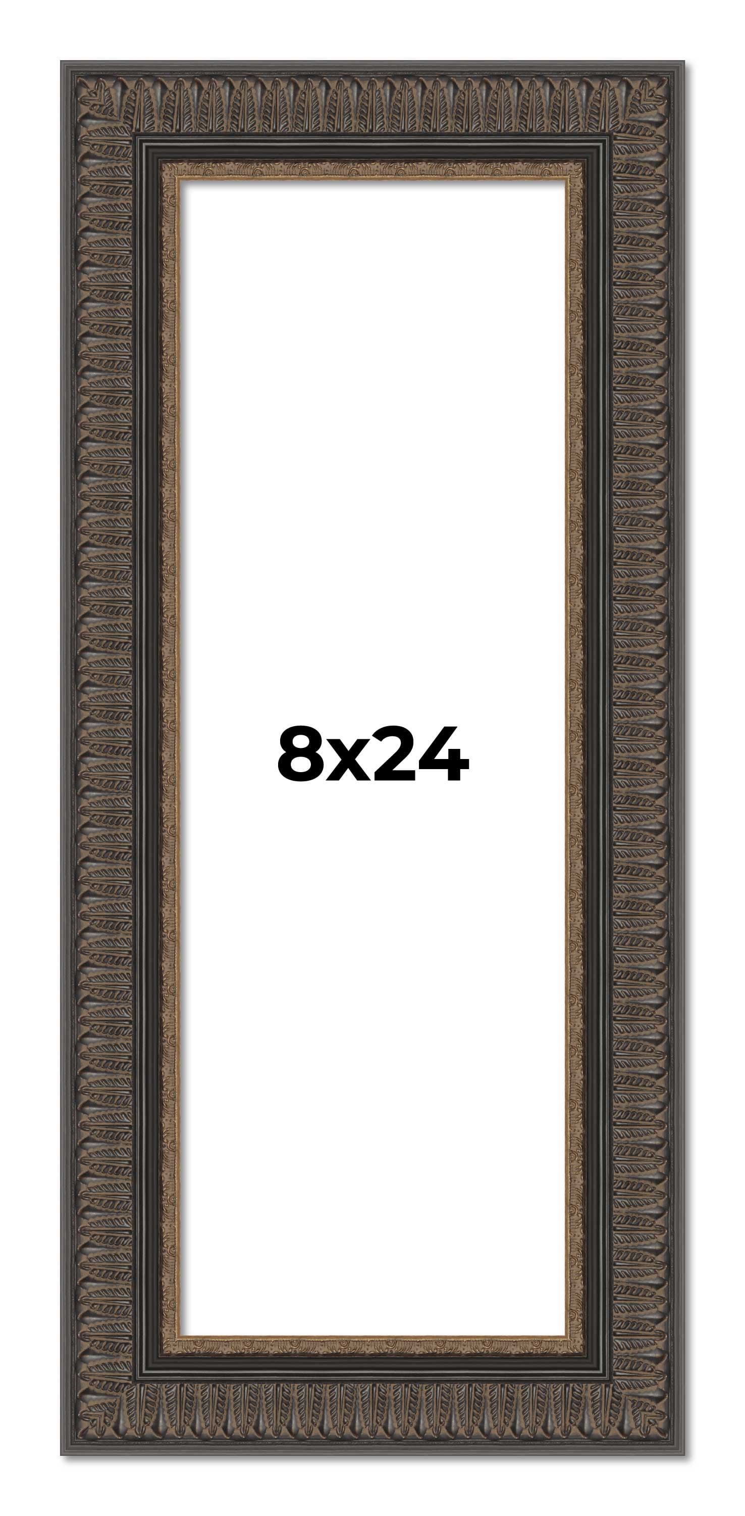 8x24 Museum Brown Picture Frame - UV Acrylic, Foam Board Backing ...