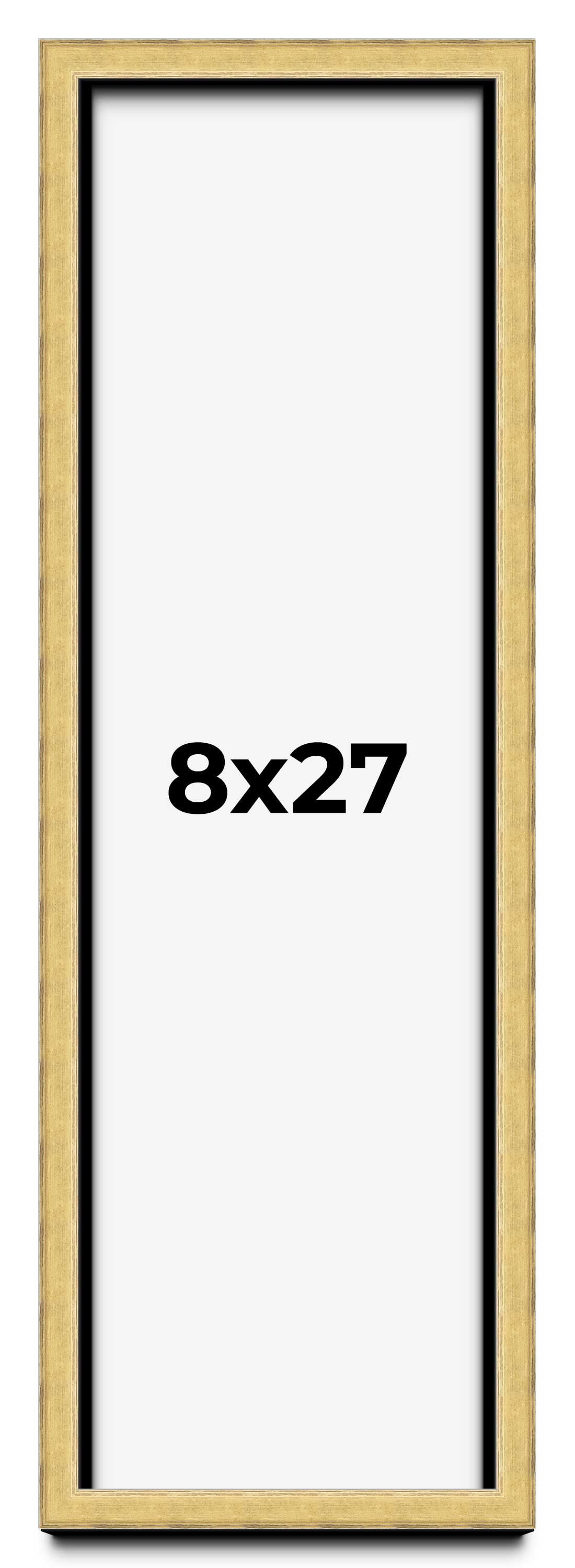 8x27 Shadow Box Frame Gold | 1.375 Inches Deep Real Wood Contemporary ...