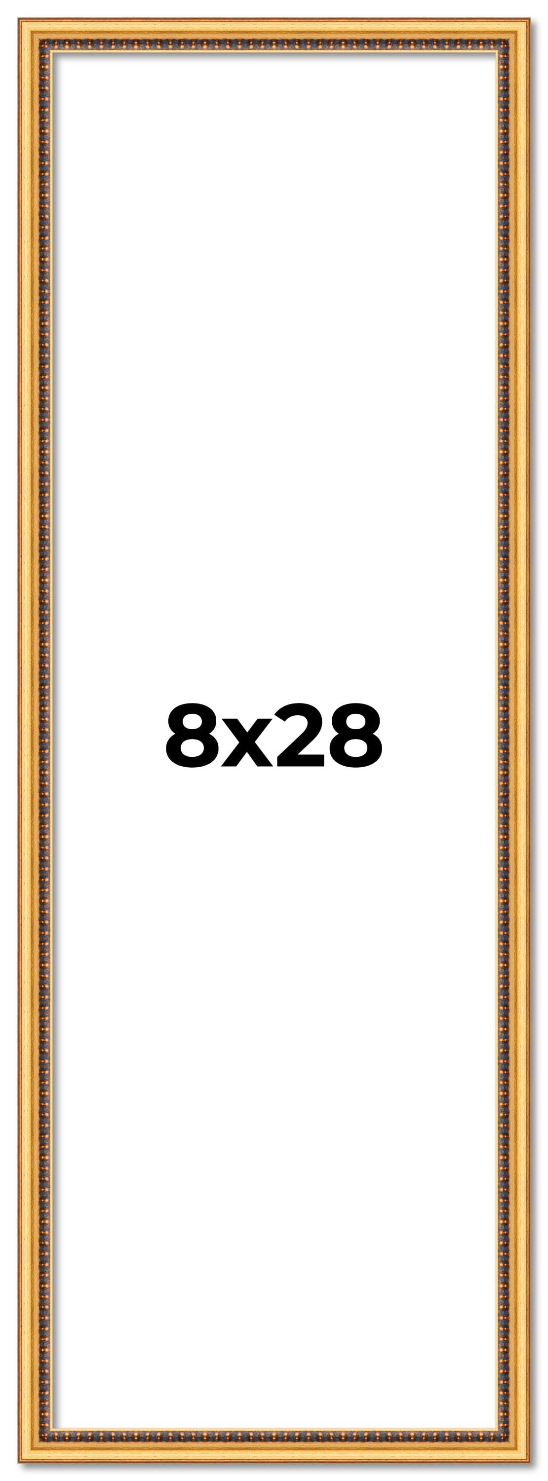 8x28 Frame Beaded Gold Solid Wood Picture Frame | 0.75 Inches Moulding ...