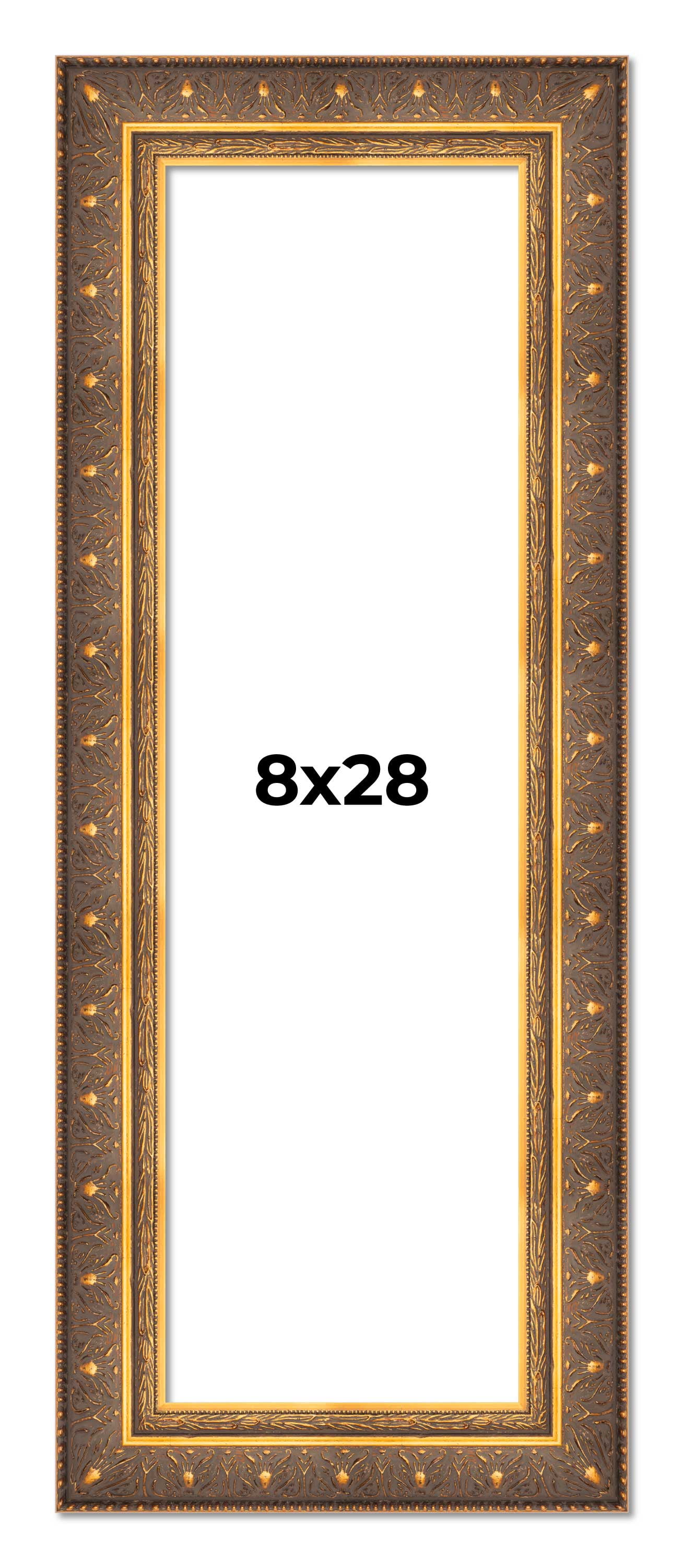 8x28 Frame Vintage Gold Solid Wood Picture Frame | 2.5 Inch Moulding ...