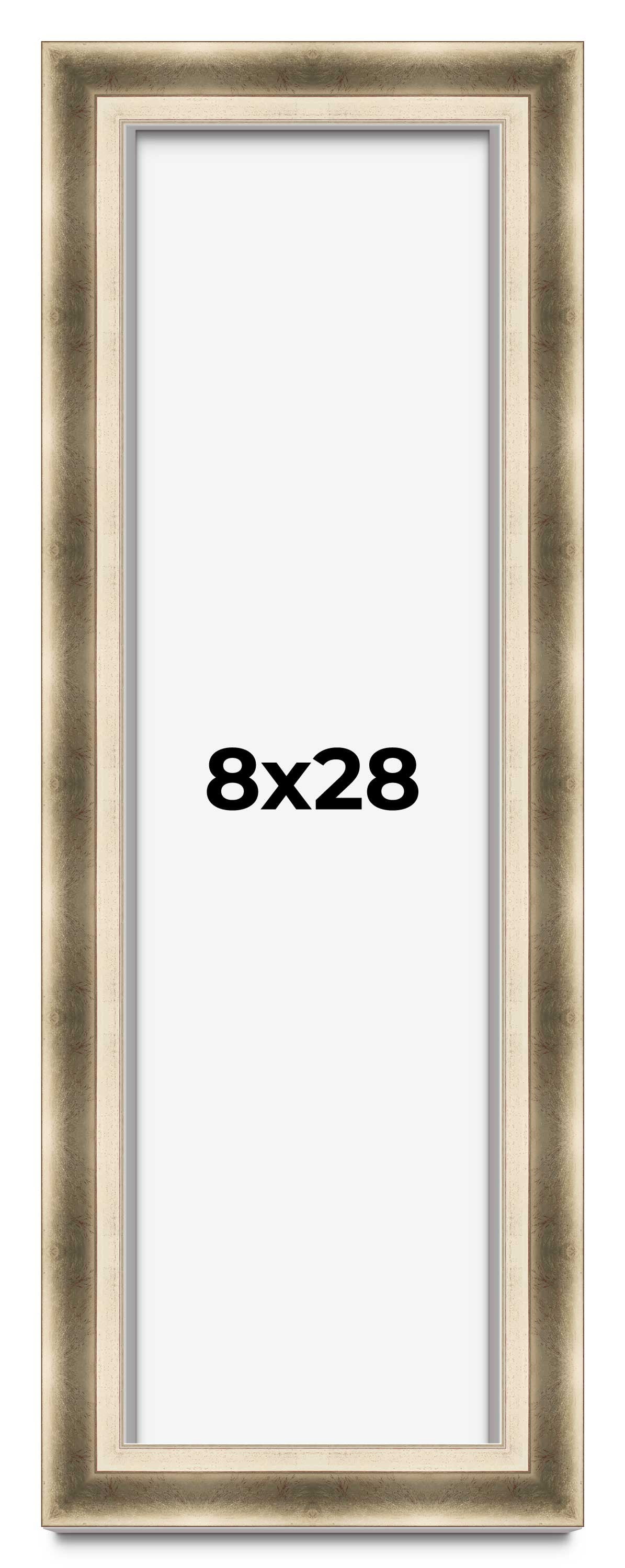 8x28 Shadow Box Frame Silver | 1.75 inches Deep Real Wood Traditional ...