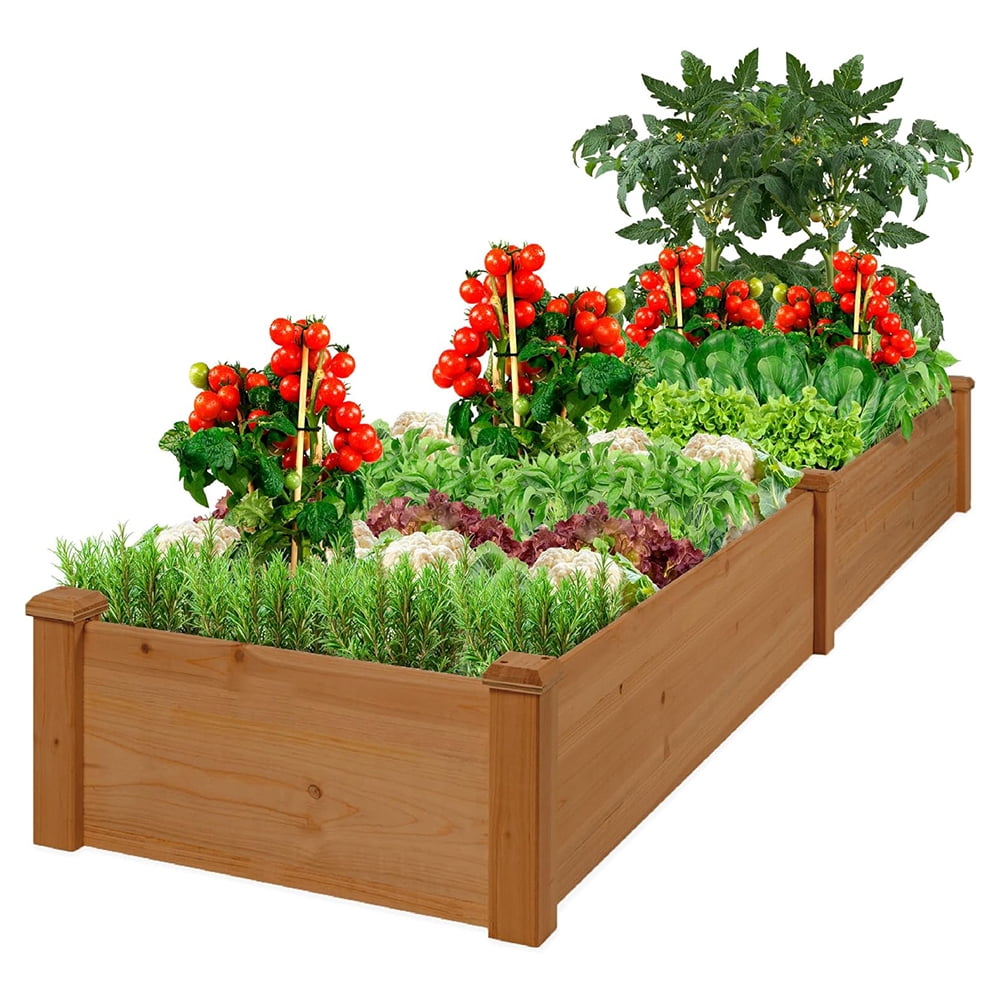 8x2ft Outdoor Wooden Raised Garden Bed Planter, Wood Raised Planter Box ...