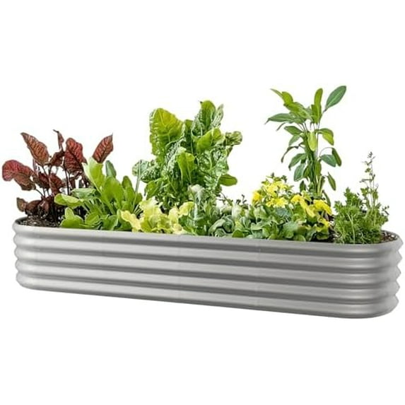 8x2ft Oval Galvanized Raised Garden Bed Kits 16" Tall Outdoor Large ...