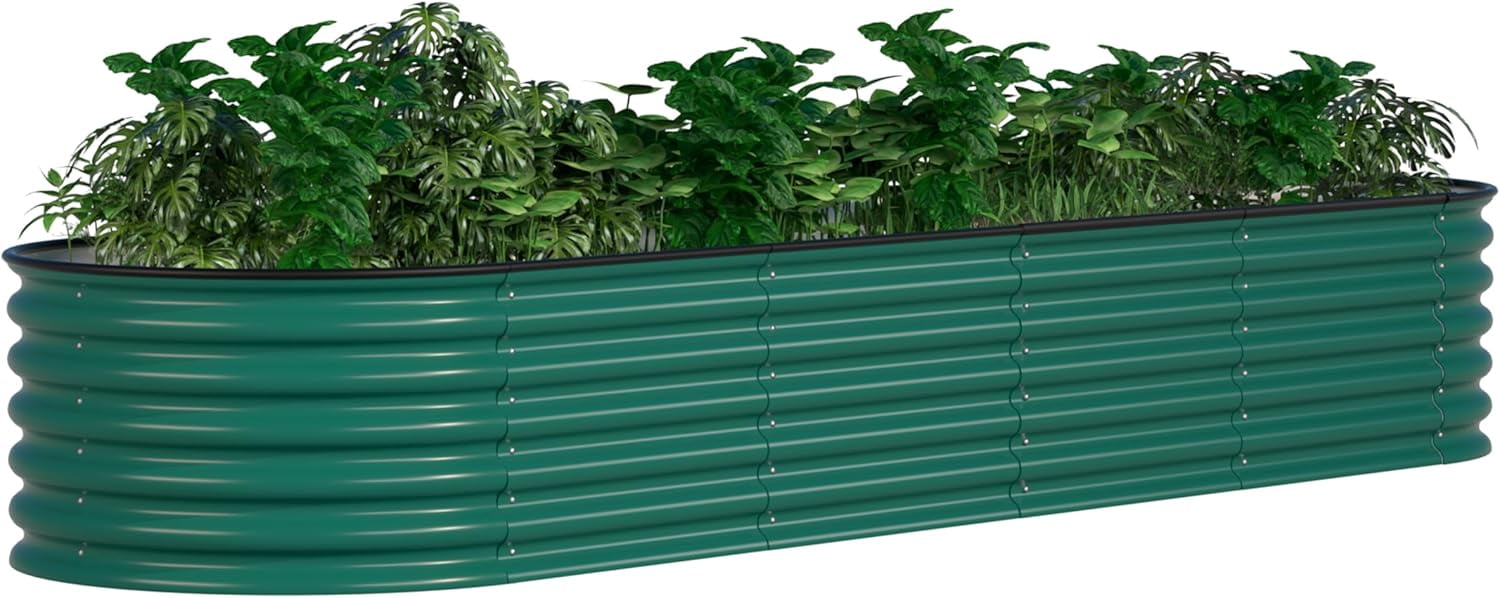 8x2x1.4ft Galvanized Raised Garden Bed, 9-in-1 Metal Raised Planter Box ...