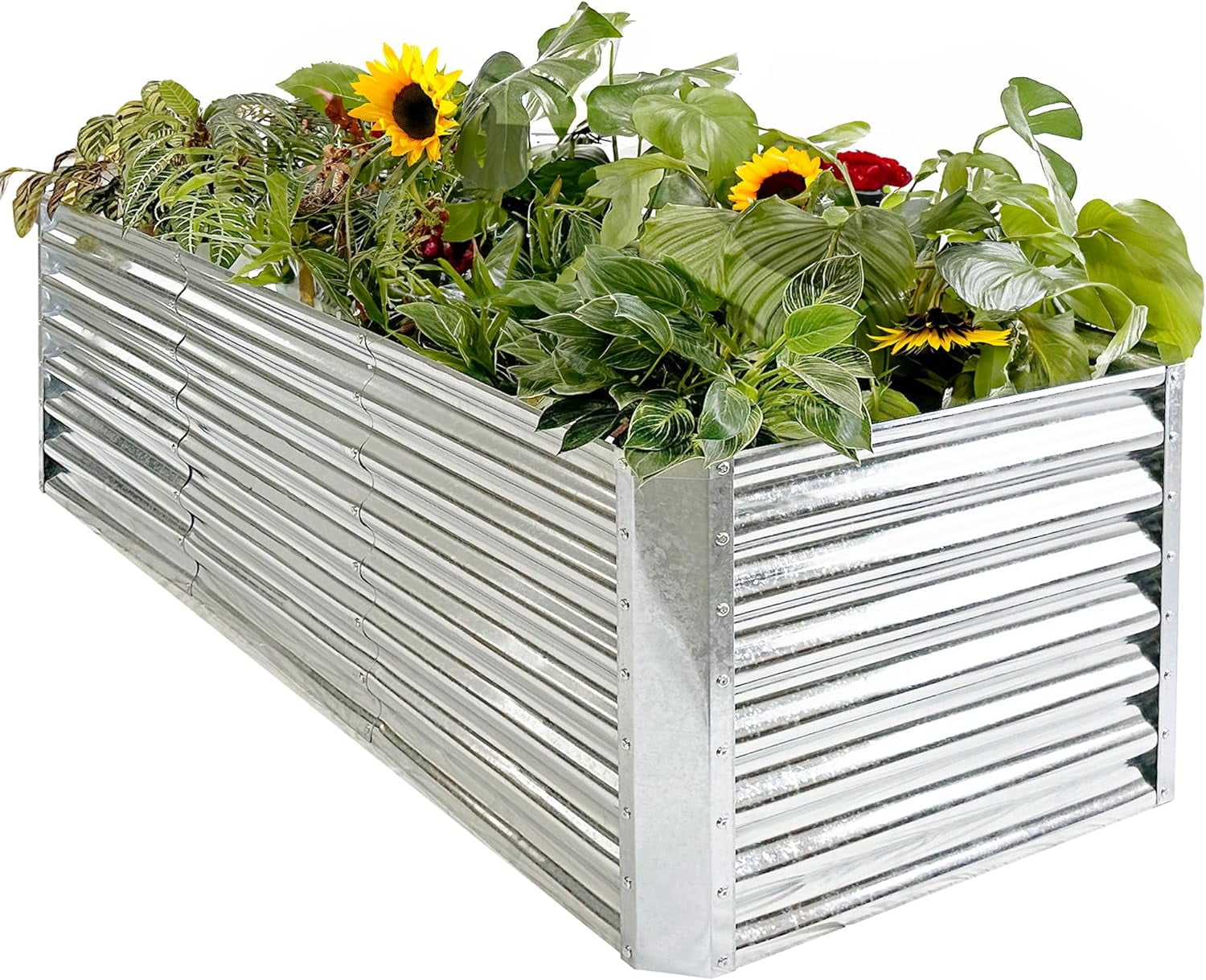 8x2x2ft Raised Garden Bed Kits, 22" Tall 6 in 1 Modular Metal Raised ...